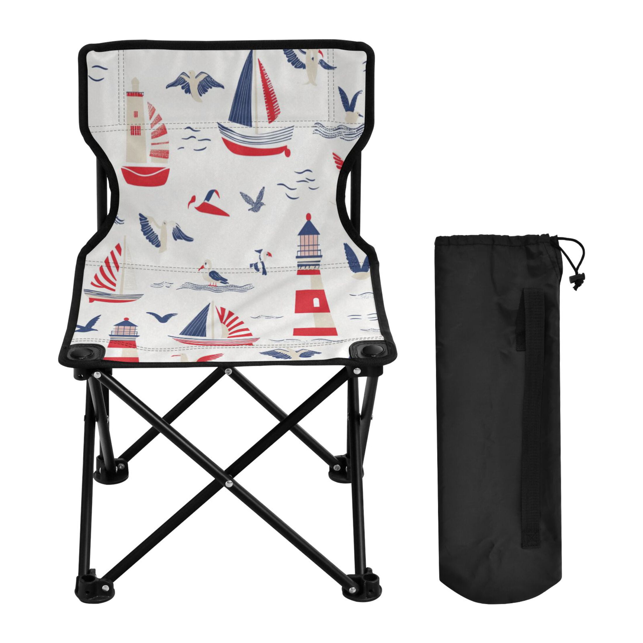 WOBOGO Nautical-themed Seamless Pattern with Boats Camping Chair ...
