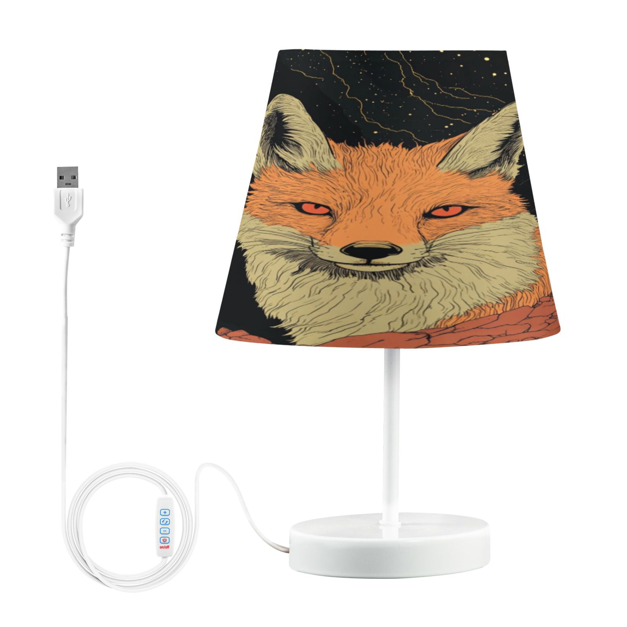 WOBOGO Night Orange Fox Table Lamps Bedroom 3-Speed Dimmable Farm Style ...