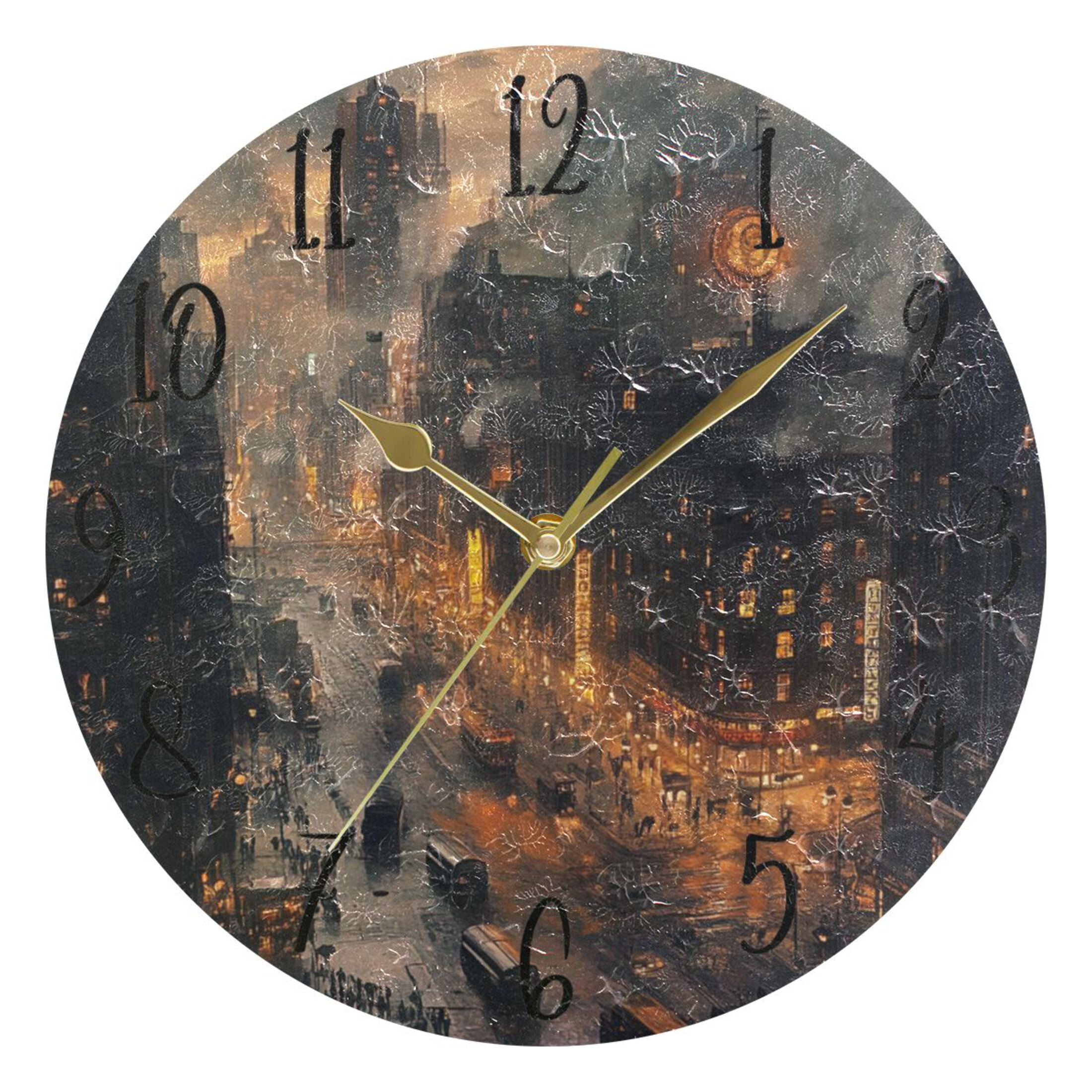 WOBOGO Nostalgic View Of The City Wall Clock 10in Silent Mechanism ...