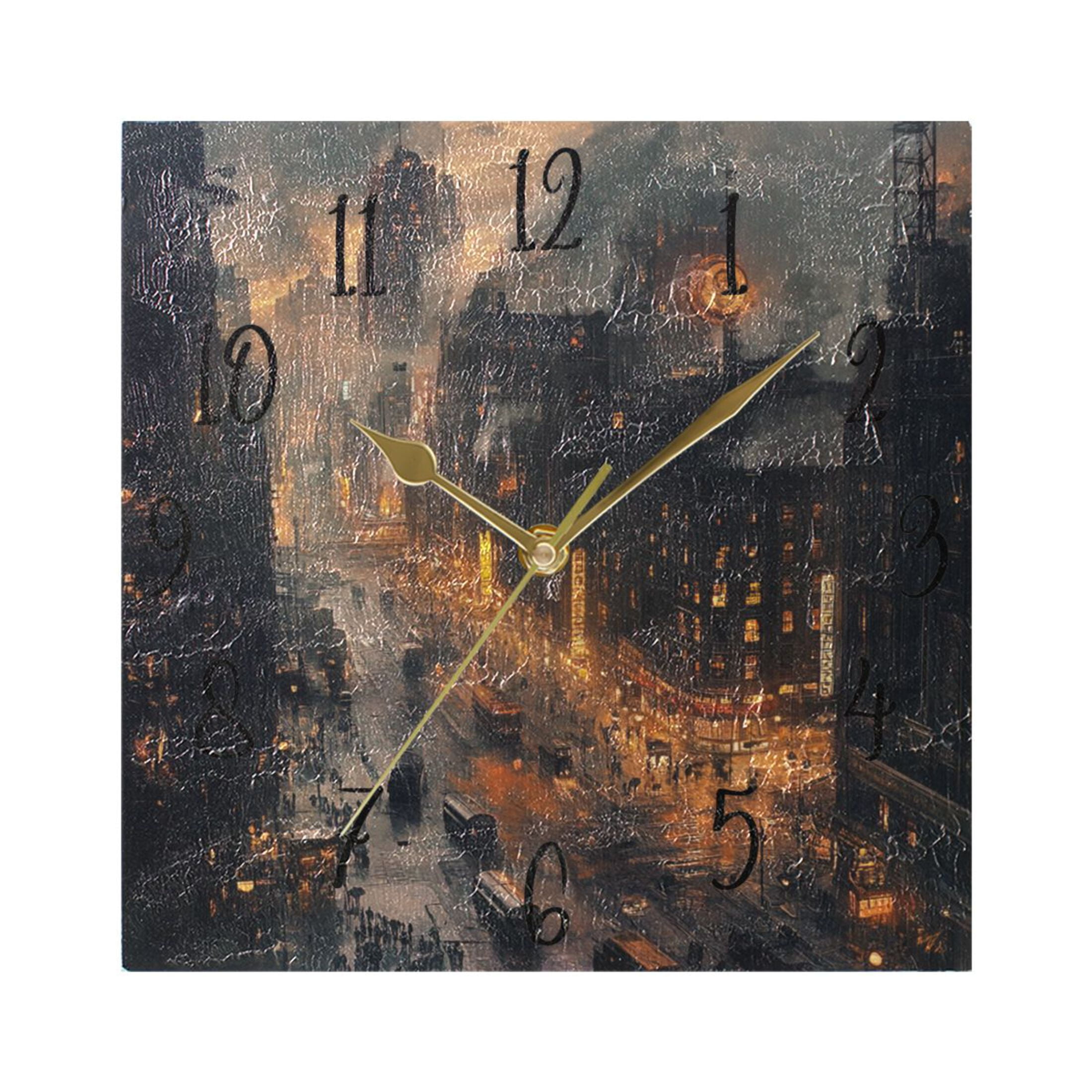 WOBOGO Nostalgic View Of The City Wall Clock 7.78 Inch Battery Operated ...