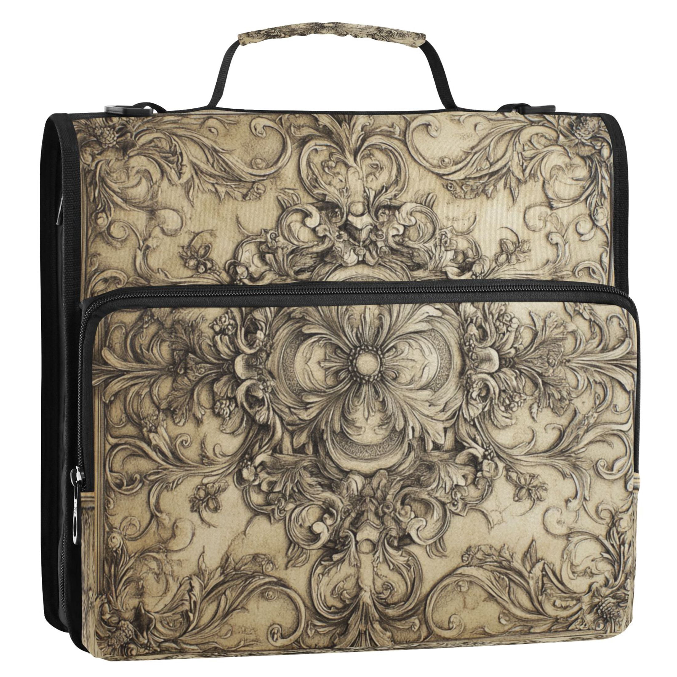 WOBOGO Ntricate Details Pattern Ring Binder Bag 1.5in Folder Organizer ...