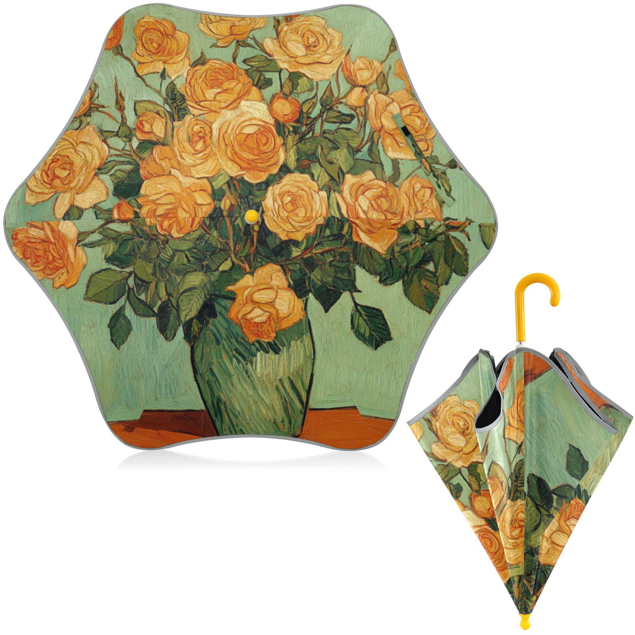 WOBOGO Oil Painting Patterns for Yellow Rose Pots Children's Umbrella ...