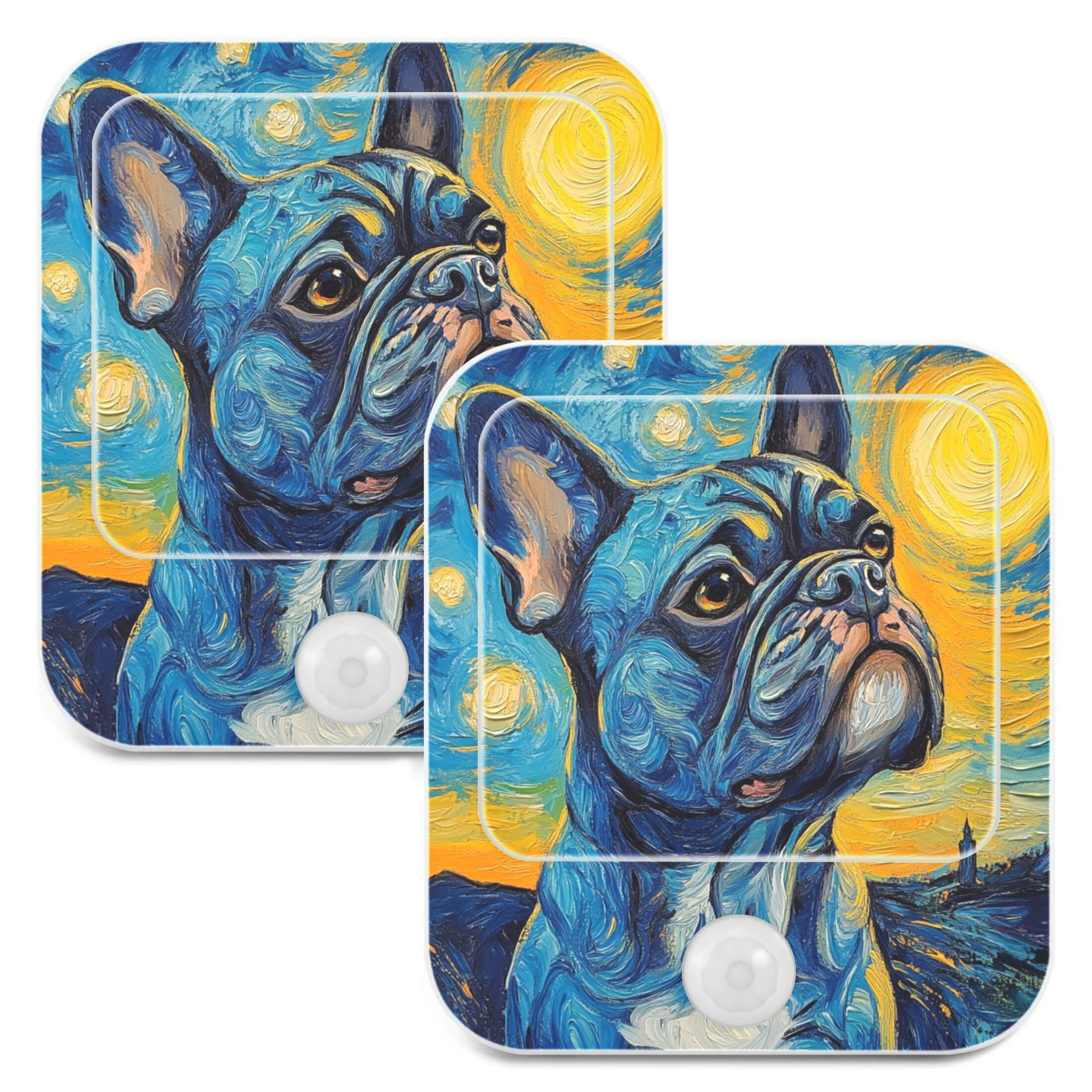 WOBOGO Oil Painting Styles Bulldog Night Light Lamp with Smart Sensor ...