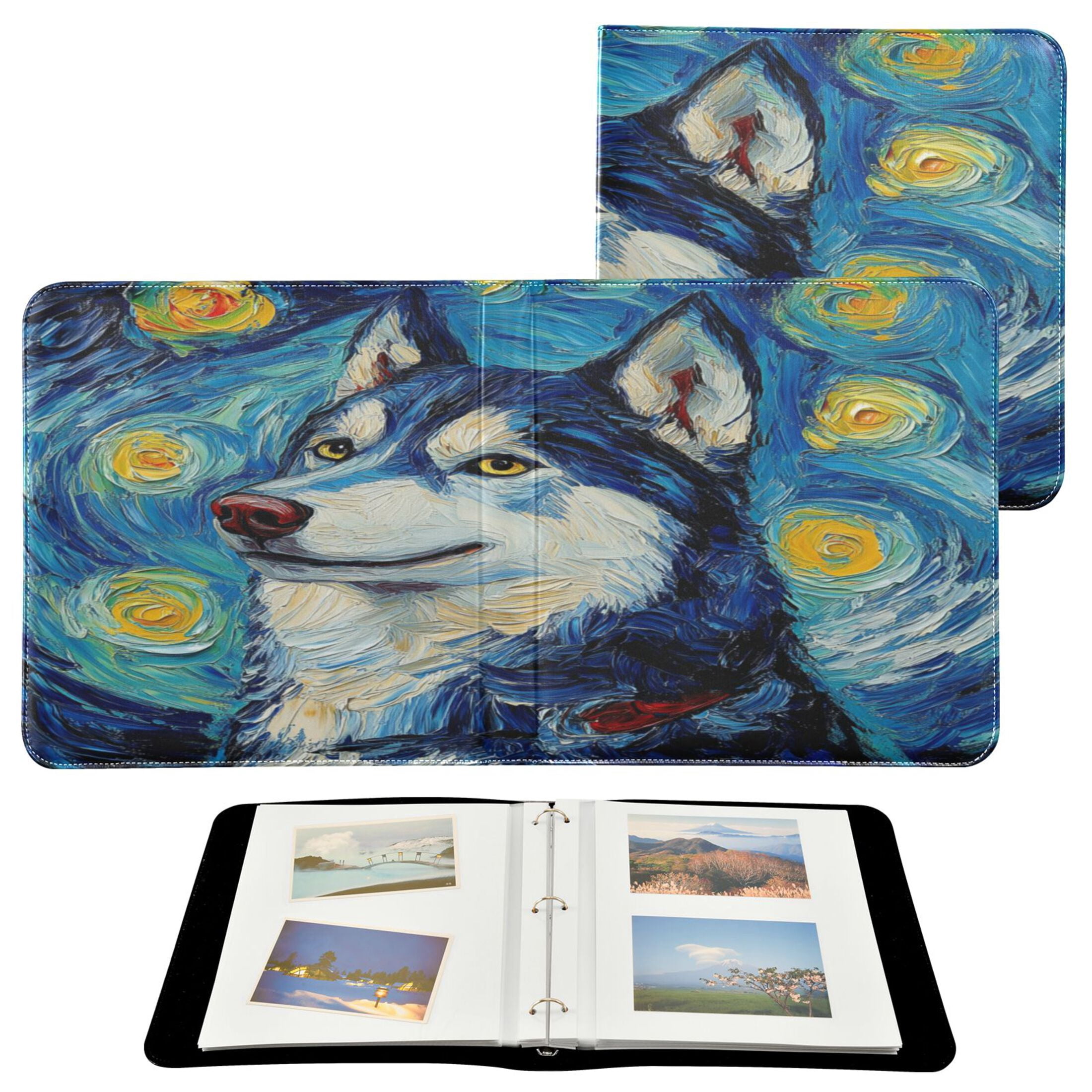 WOBOGO Oil Painting Styles Husky Photo Albums 20 Pages Large Capacity ...