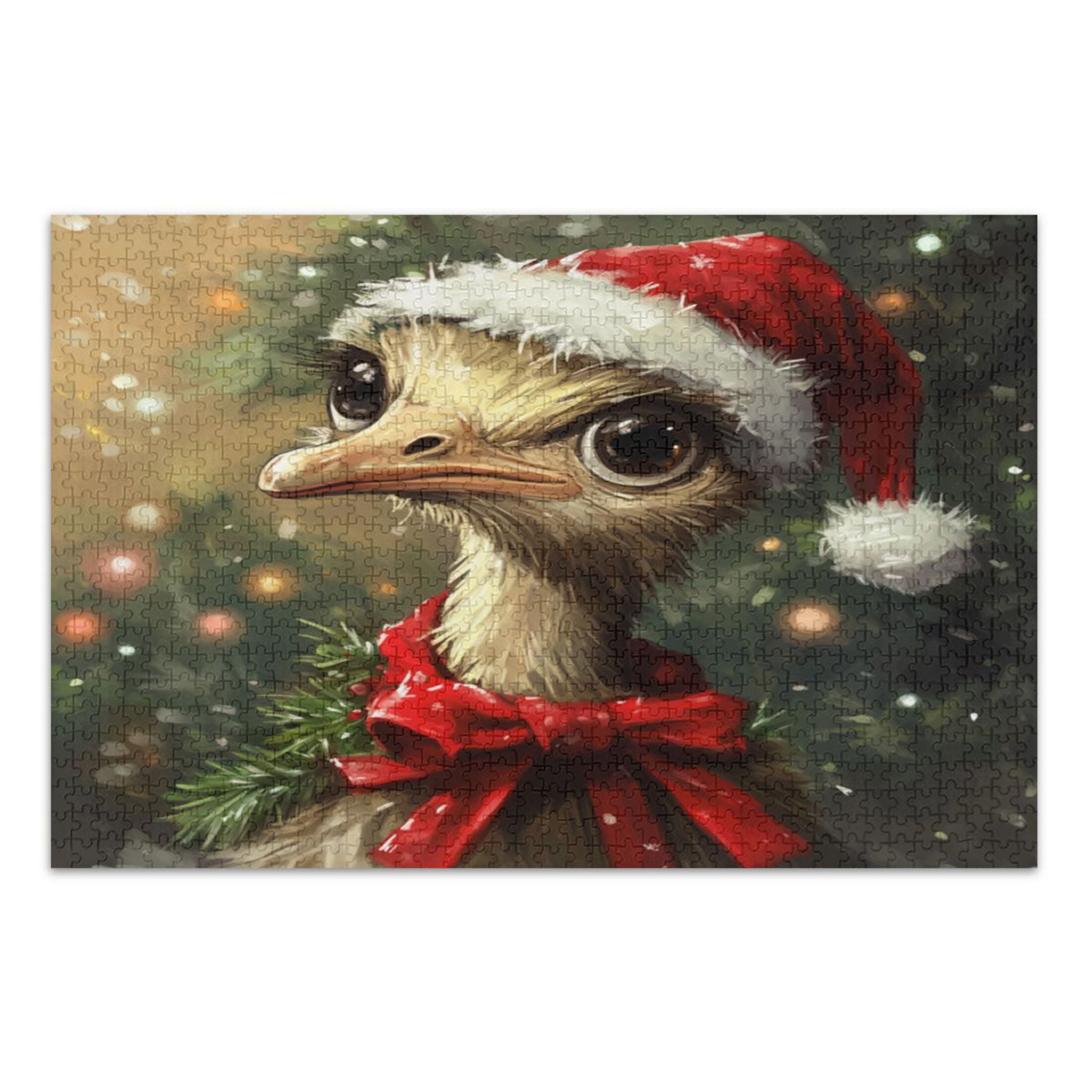 WOBOGO Ostrich with Christmas Elements Jigsaw Puzzle Challenge 1000 ...