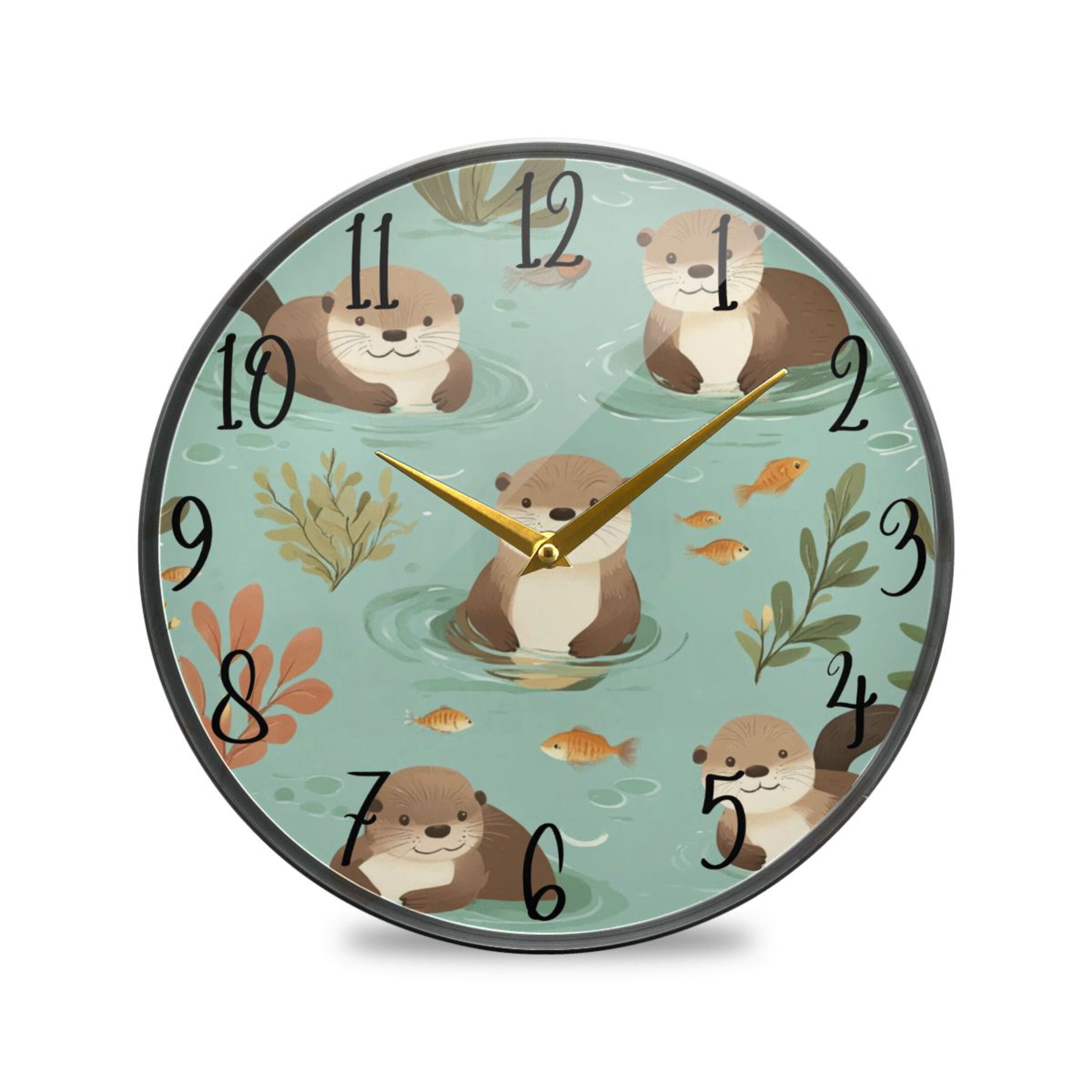 WOBOGO Otter Fish Seaweed Acrylic Wall Clock Battery Operated 11.9in ...