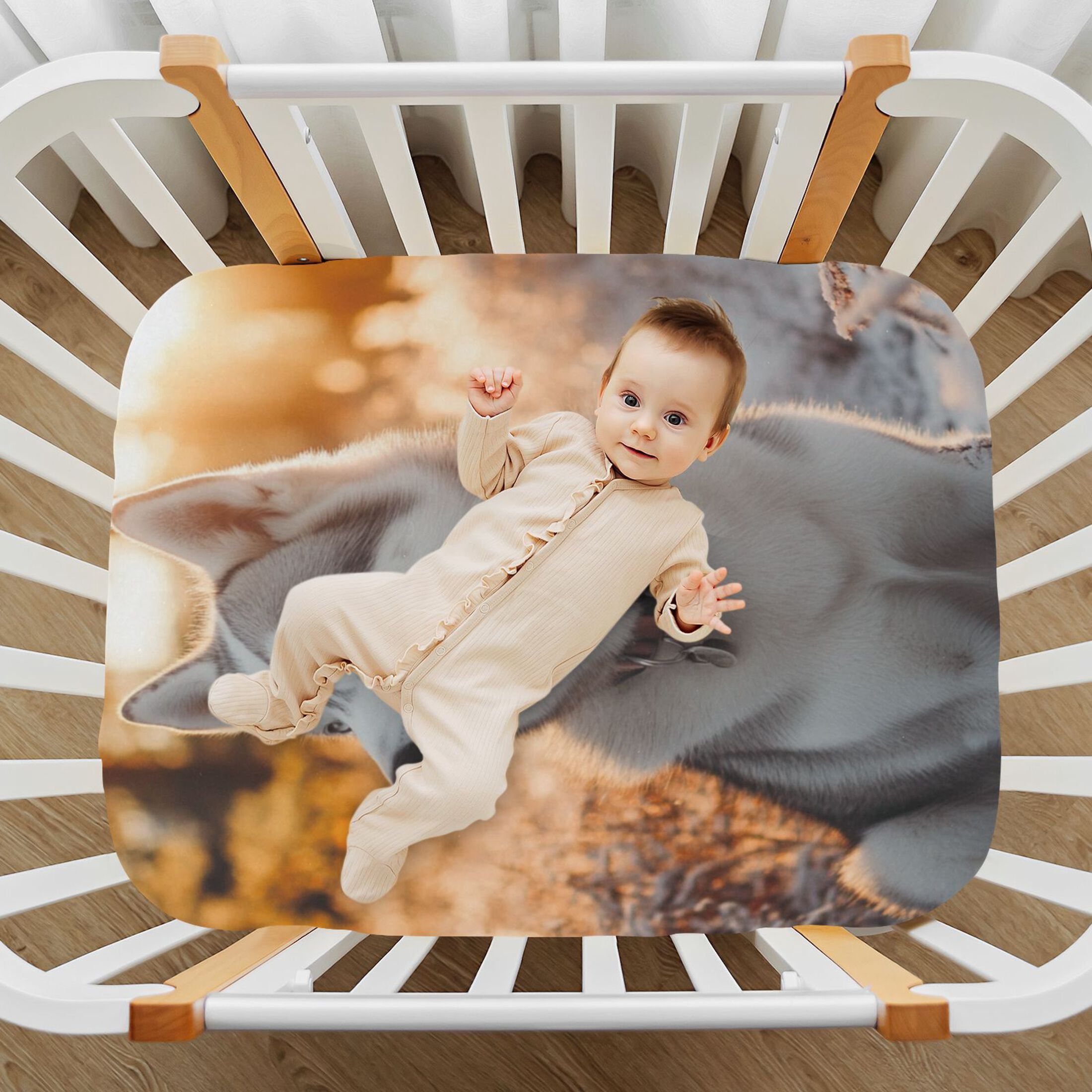 WOBOGO Outdoor Husky Dog Baby Crib Sheets Super Soft Microfiber Playard ...