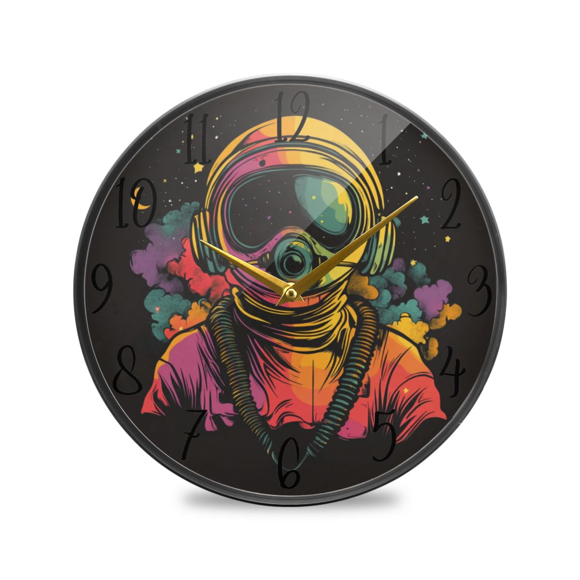WOBOGO Outer Space Astronauts Pattern Acrylic Wall Clock Battery ...