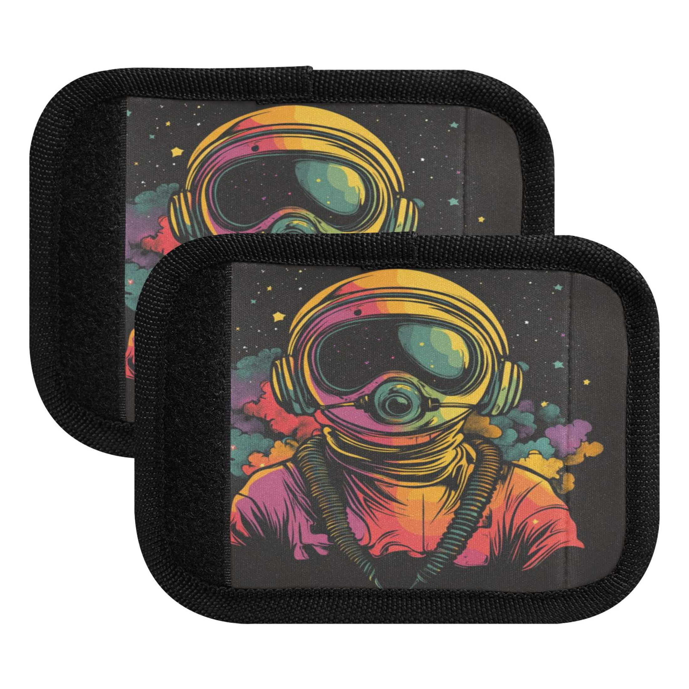 WOBOGO Outer Space Astronauts Pattern Luggage Handle Wrap 4Pcs Made of ...