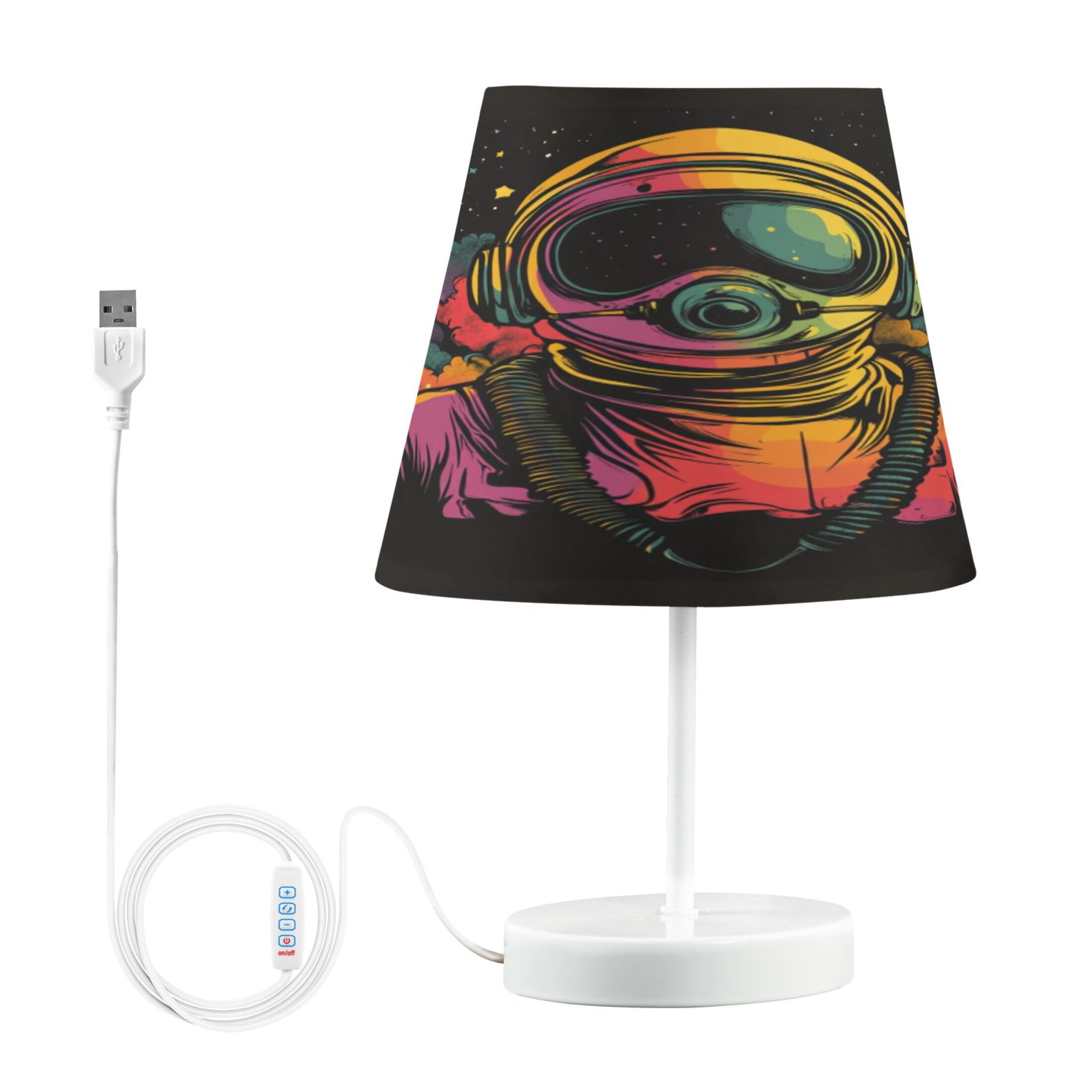 WOBOGO Outer Space Astronauts Pattern Table Lamps Bedroom 3-Speed ...