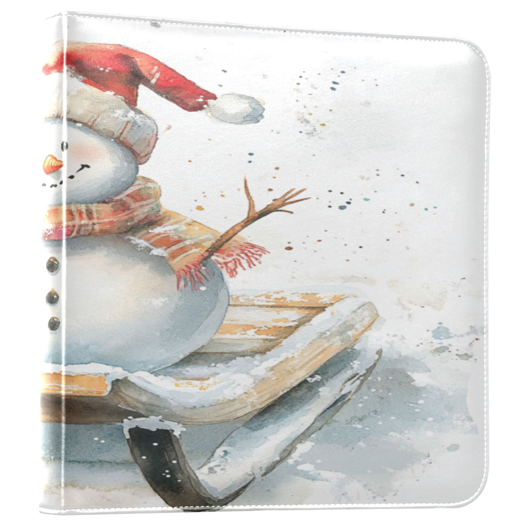 WOBOGO Painting Of Snowman Sitting on A Sled Photo Albums 20 pages ...