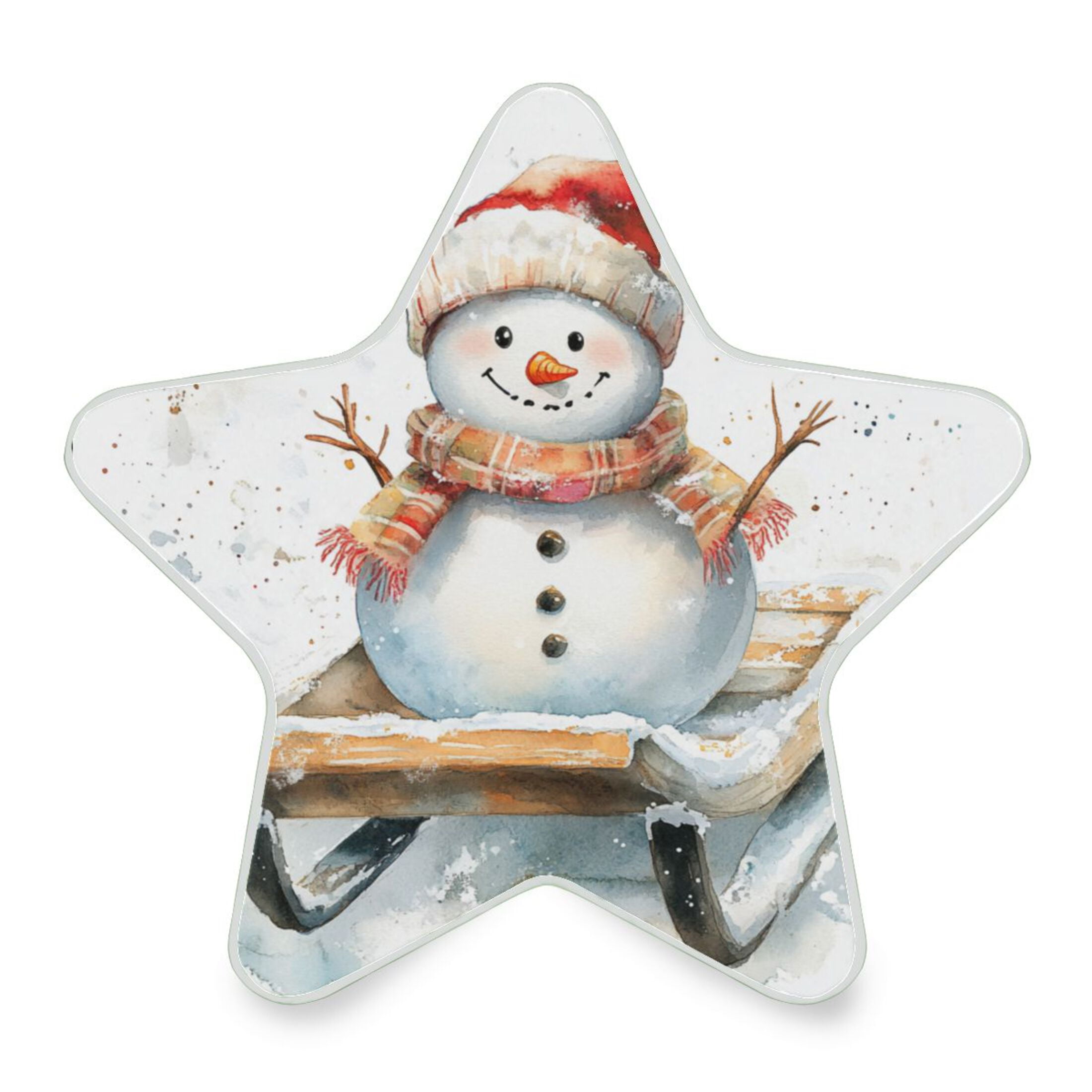 WOBOGO Painting Of Snowman Sitting on A Sled LED Star Night Light 0.2 ...
