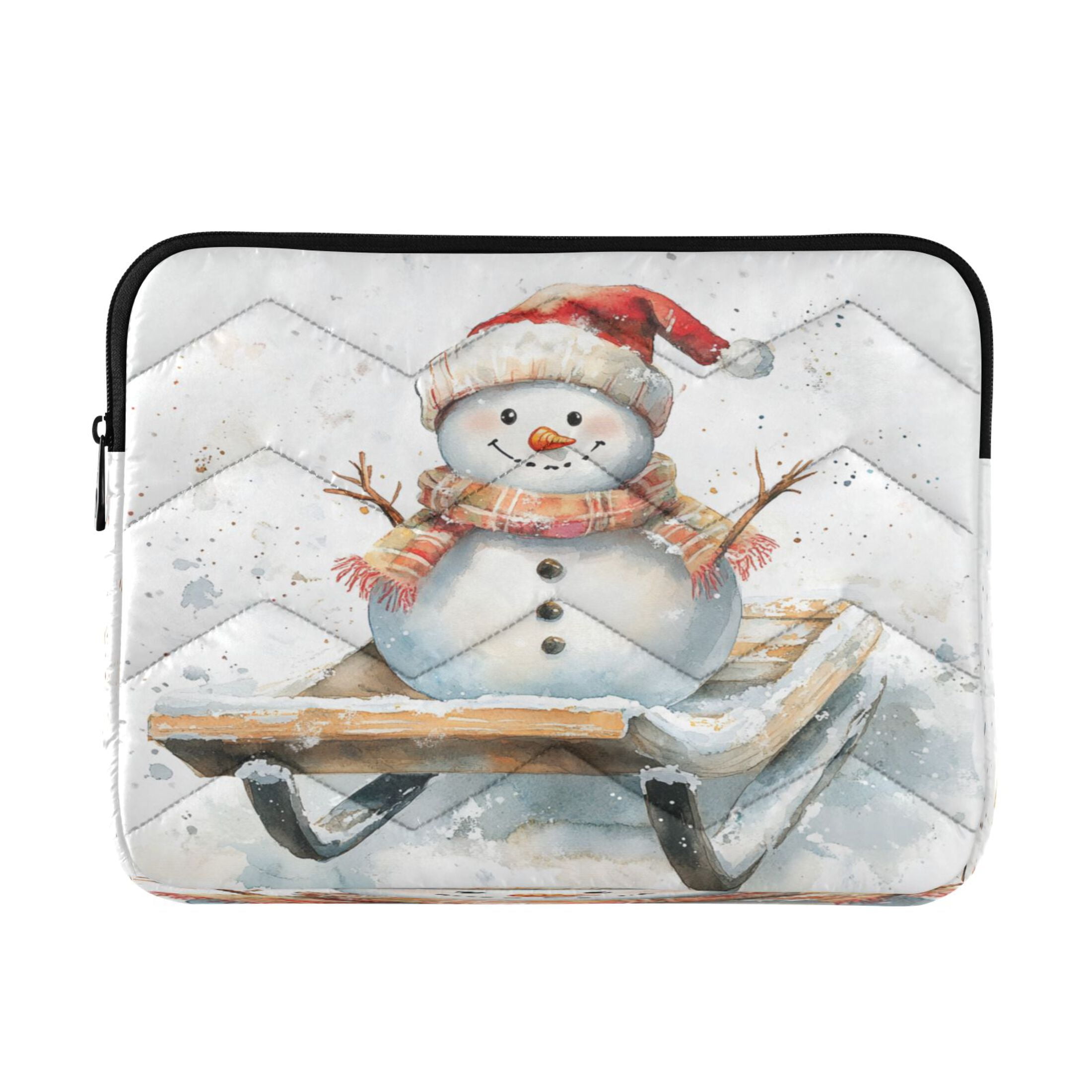WOBOGO Painting Of Snowman Sitting on A Sled Laptop Sleeve 15.7 inch ...