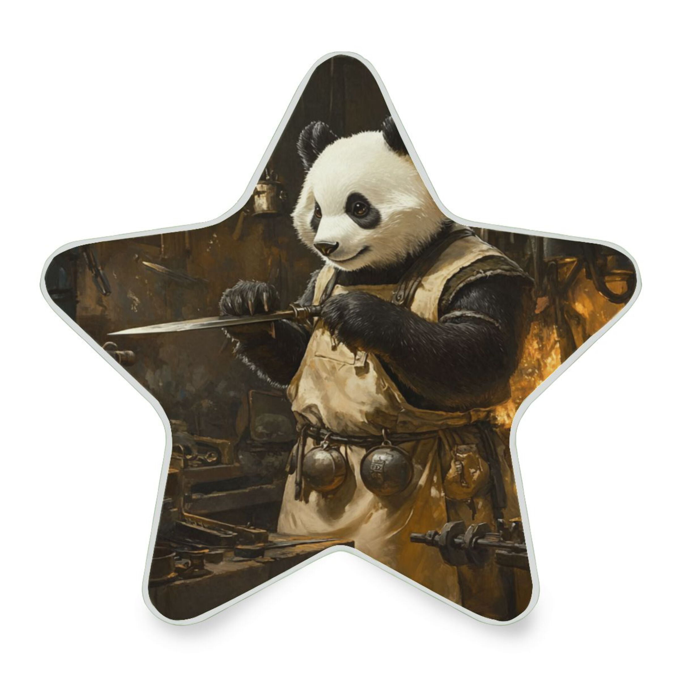 WOBOGO Panda Enjoying The Illustration Of Iron Sword LED Star Night ...