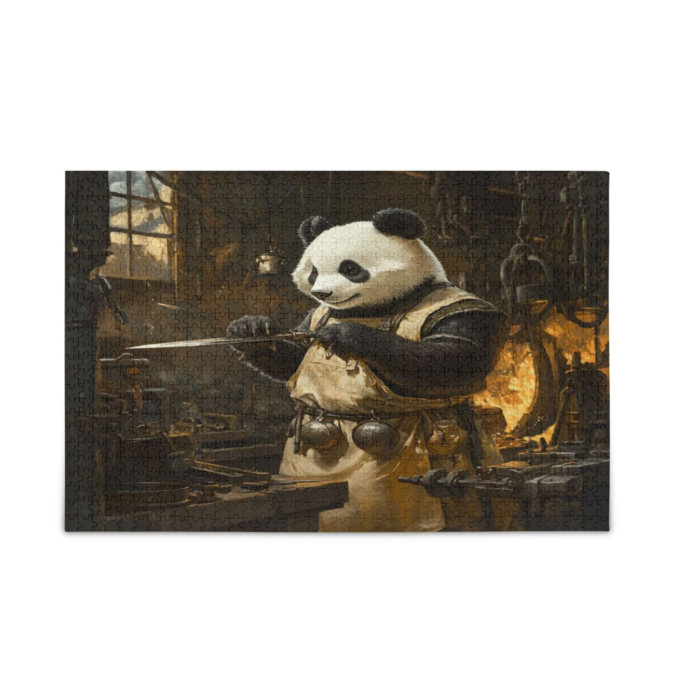WOBOGO Panda Enjoying The Illustration Of Iron Sword Puzzle Challenge ...