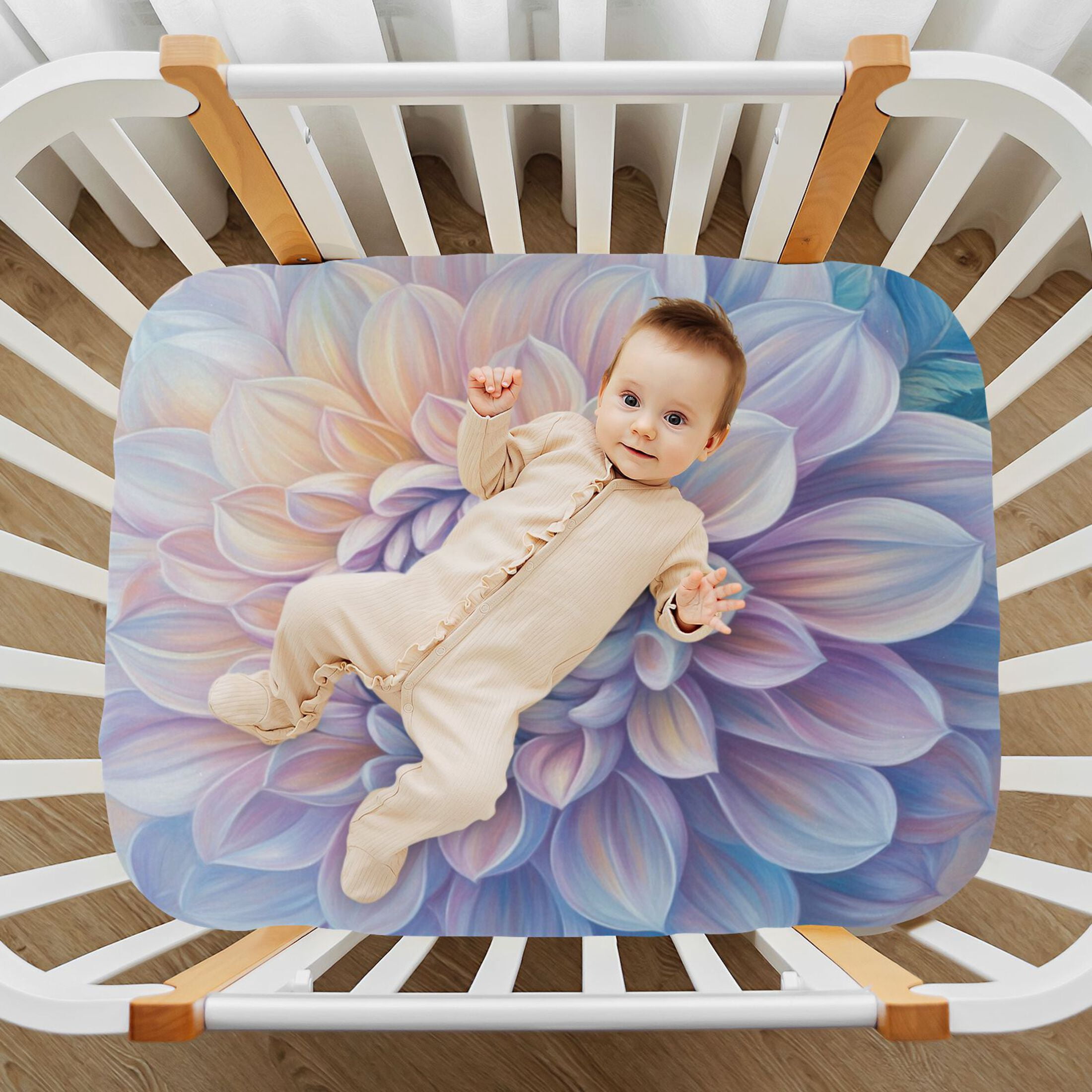 WOBOGO Pastel Colored Dahlia Baby Crib Sheets Super Soft Microfiber ...