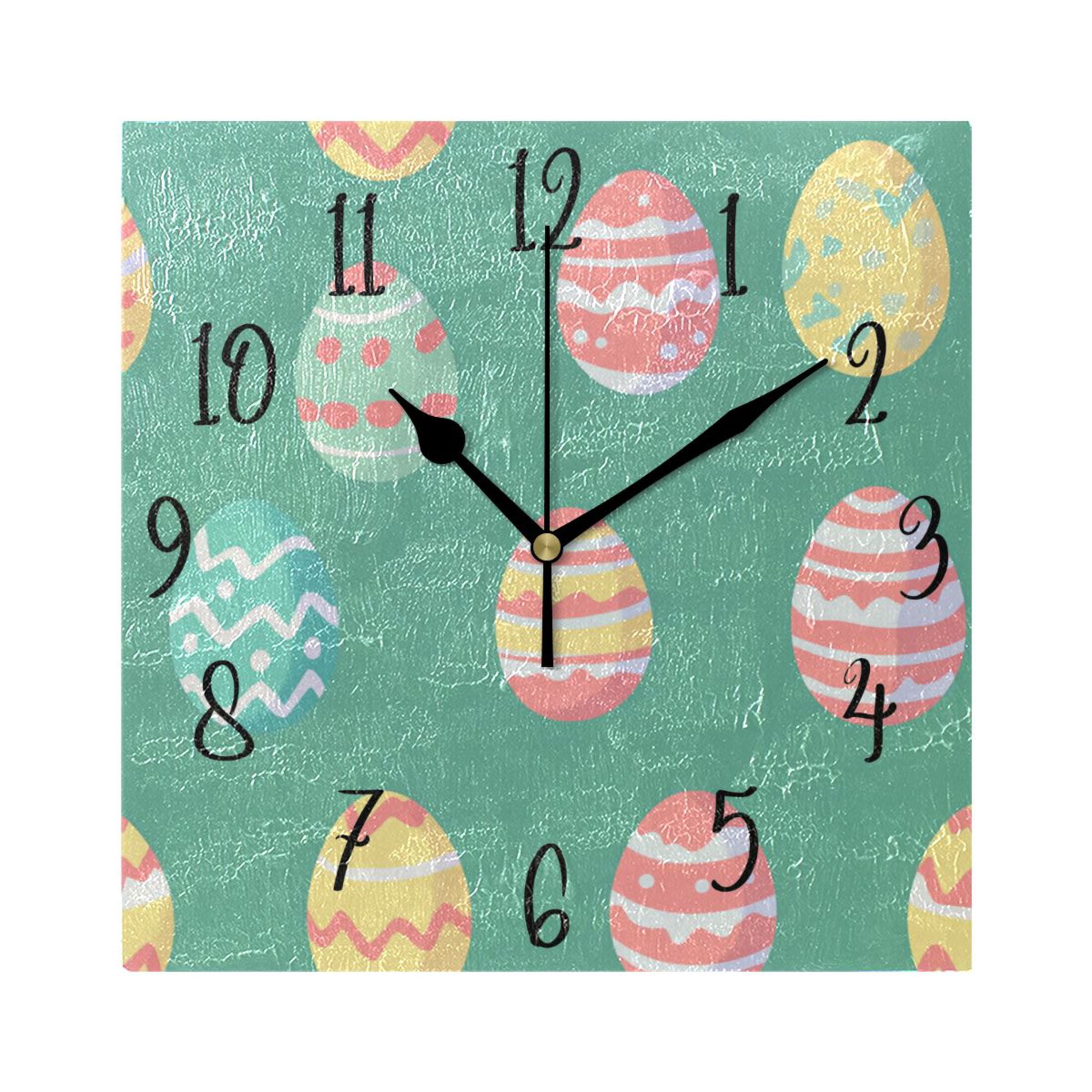 WOBOGO A Pattern Of Colorful Easter Eggs Wall Clock 7.78 Inch Battery ...