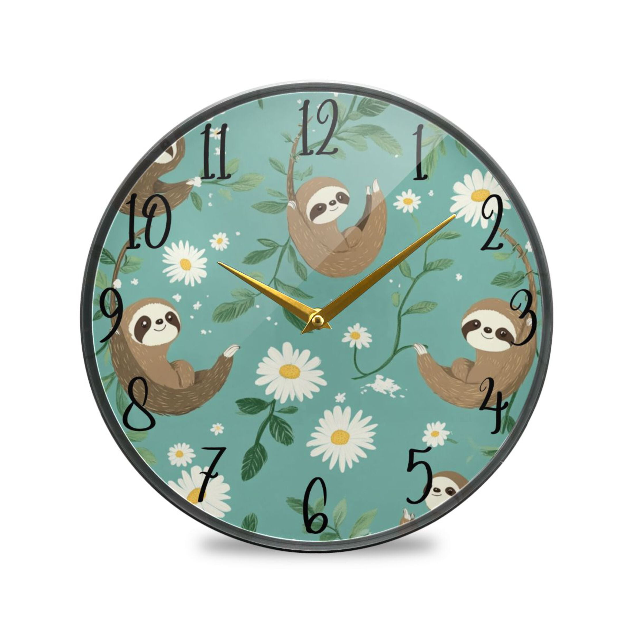 WOBOGO Pattern with Daisies and Sloths Hanging on Vines Acrylic Wall ...