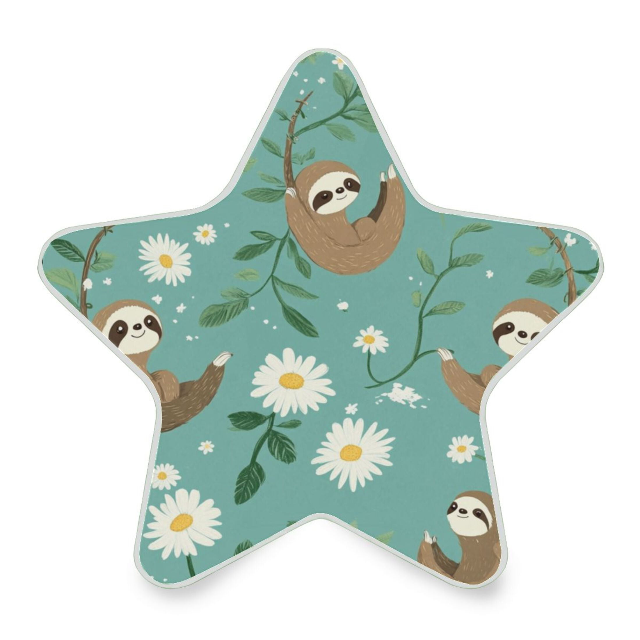 WOBOGO Pattern with Daisies and Sloths Hanging on Vines LED Star Night ...
