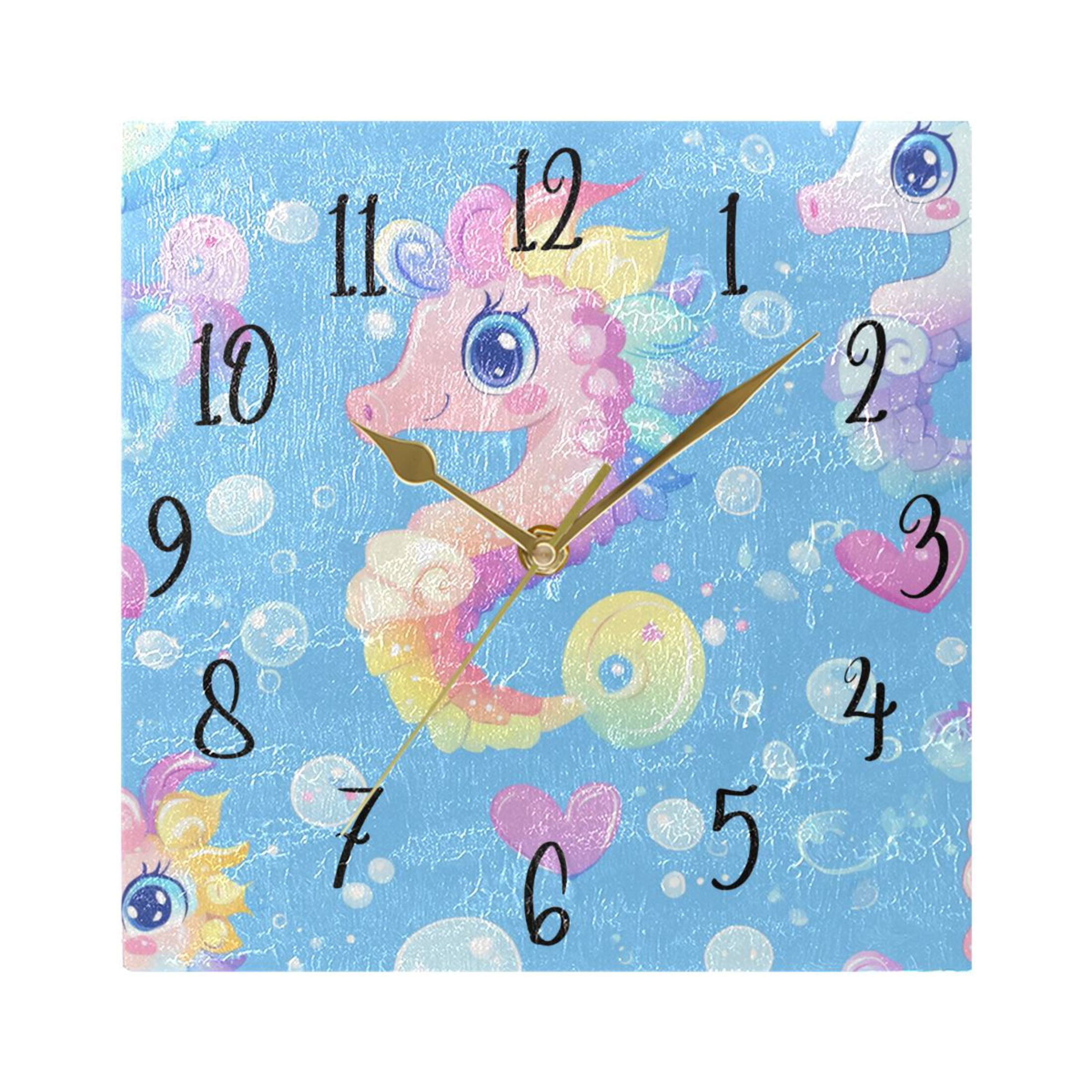 WOBOGO Pattern Featuring Cute Baby Seahorses Wall Clock 7.78 Inch ...