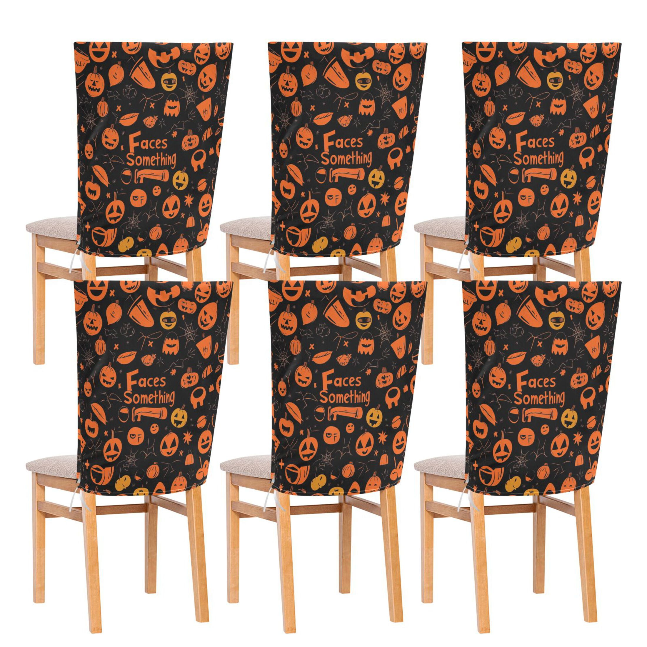 WOBOGO Pattern Of Black and Orange Halloween Symbols Dining Room Chair ...