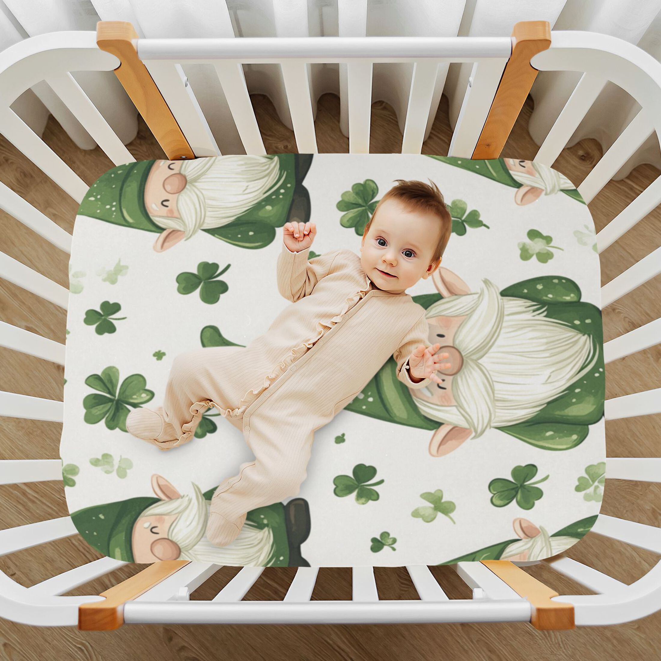 WOBOGO Pattern Of Dwarf in Green Hat Baby Crib Sheets Super Soft ...