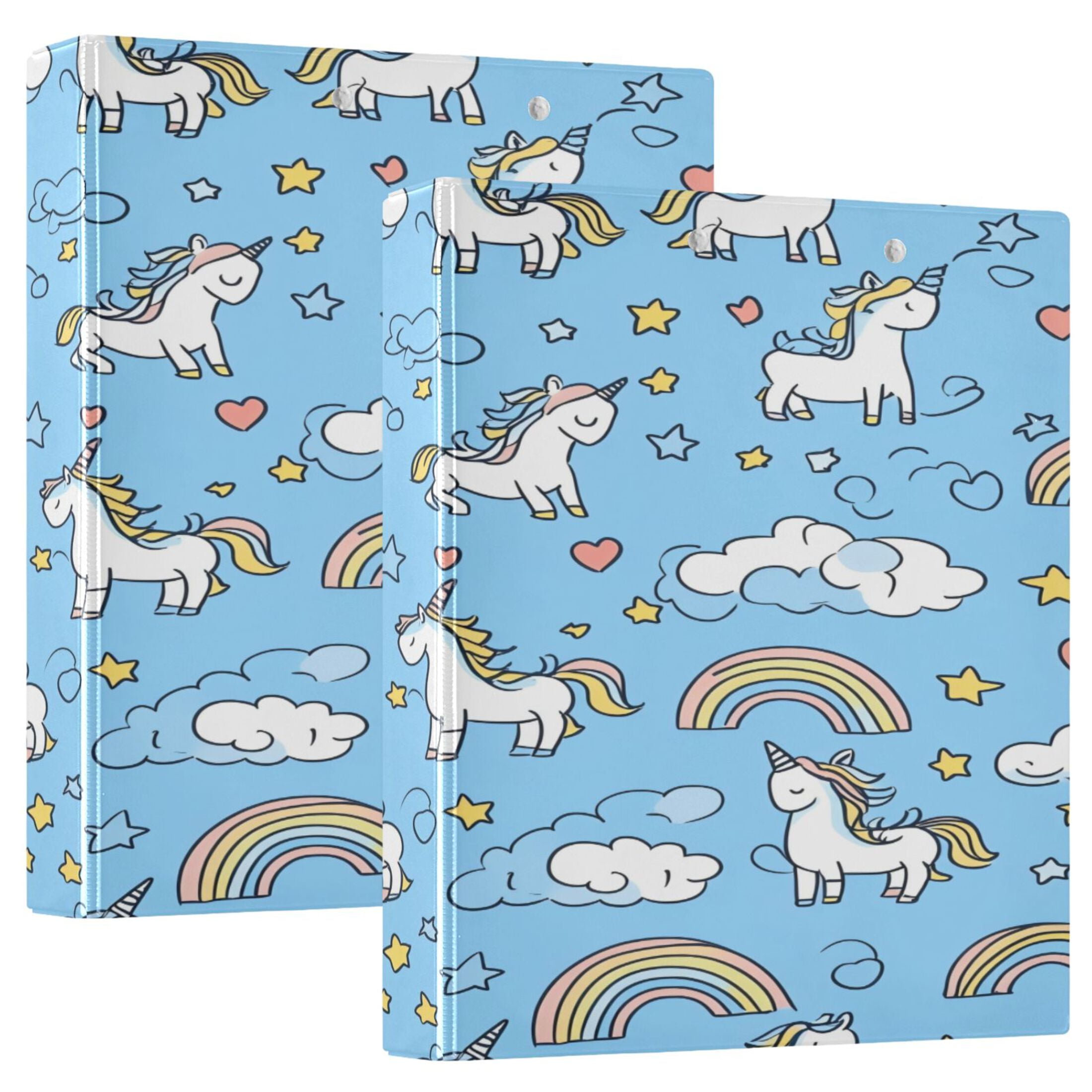 WOBOGO Pattern Of Unicorns and Rainbows on Blue Background File Folders ...
