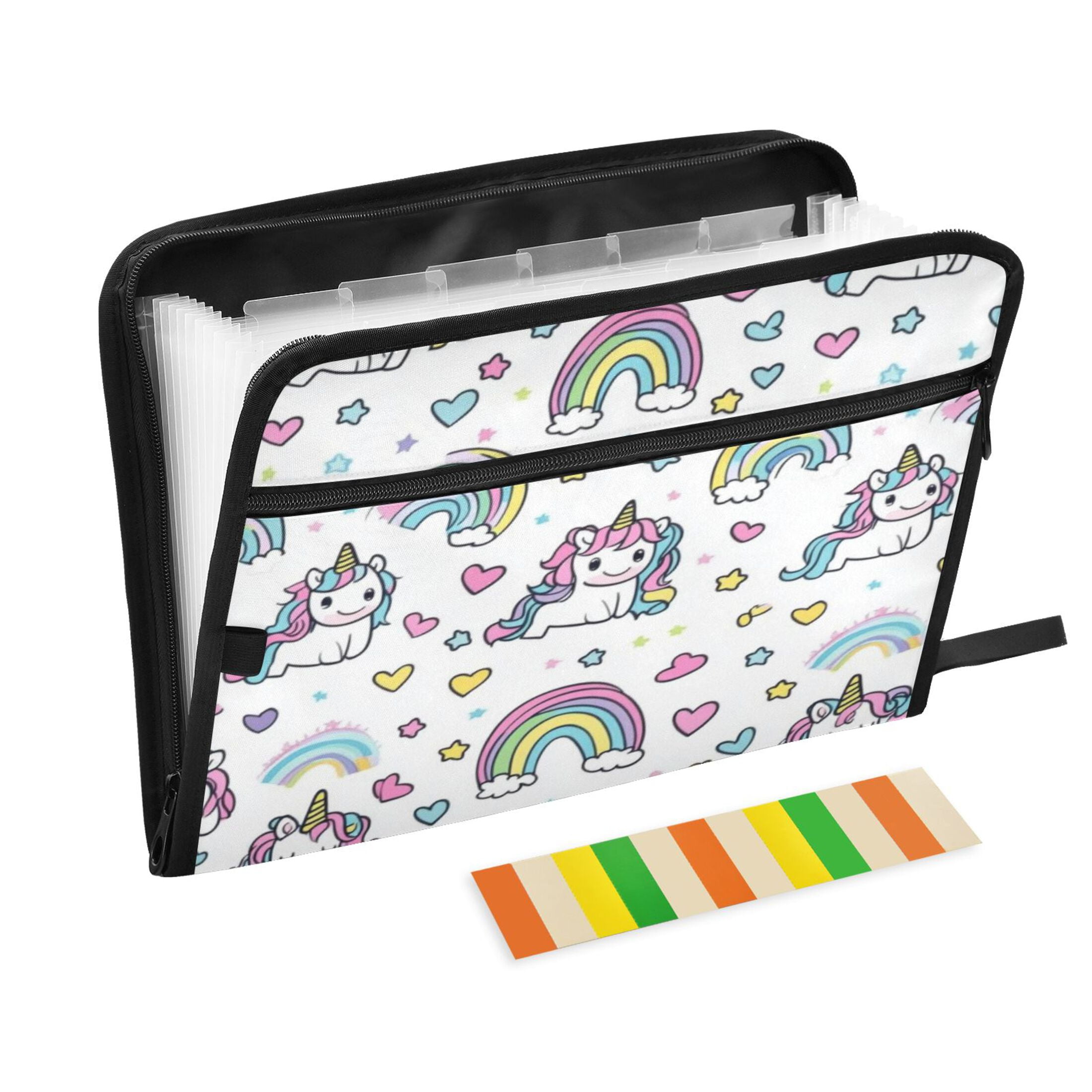 WOBOGO Pattern with Cute Unicorns and Rainbows Expanding File Folder ...