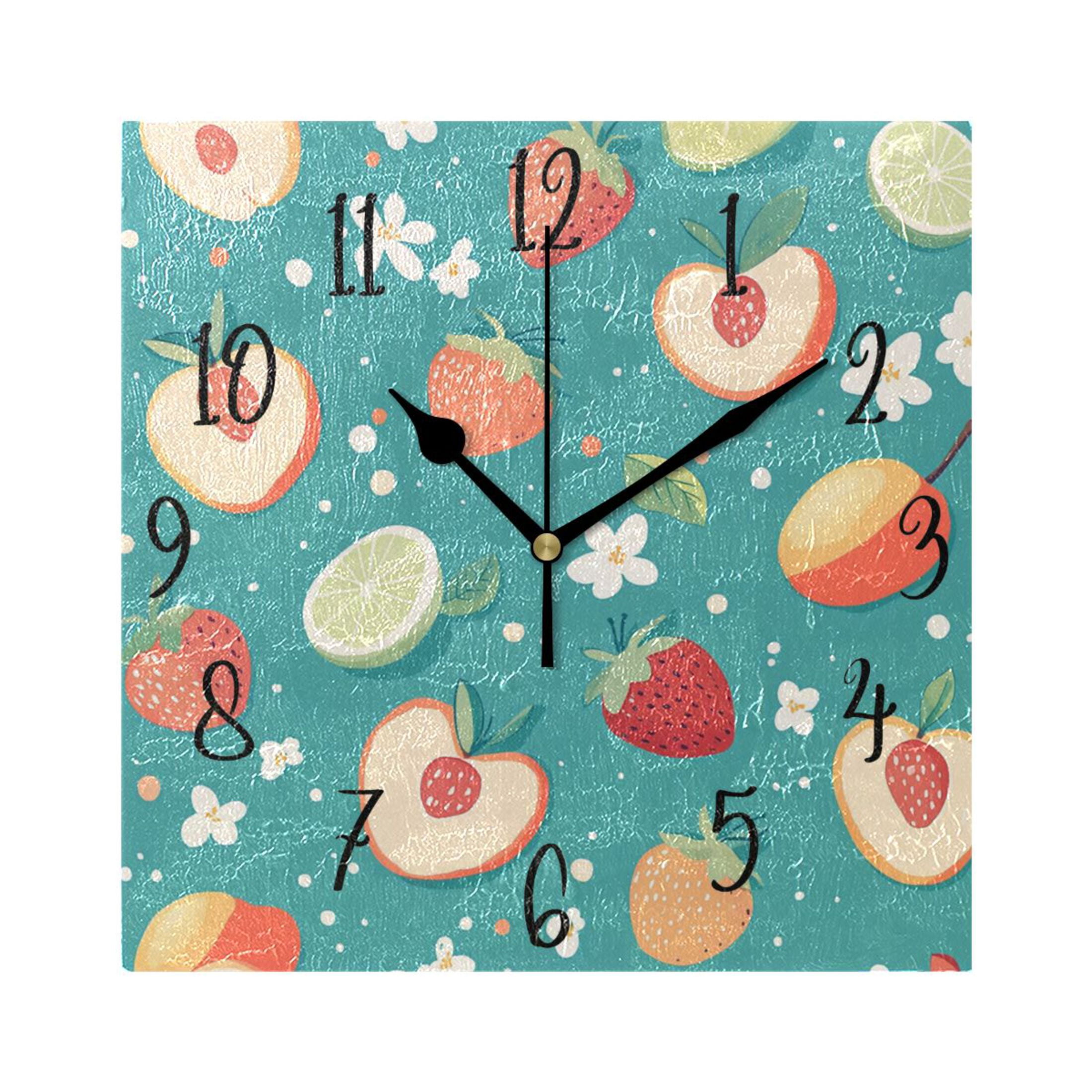 WOBOGO Peaches and Strawberries in A Repeating Pattern Wall Clock 7.78 ...