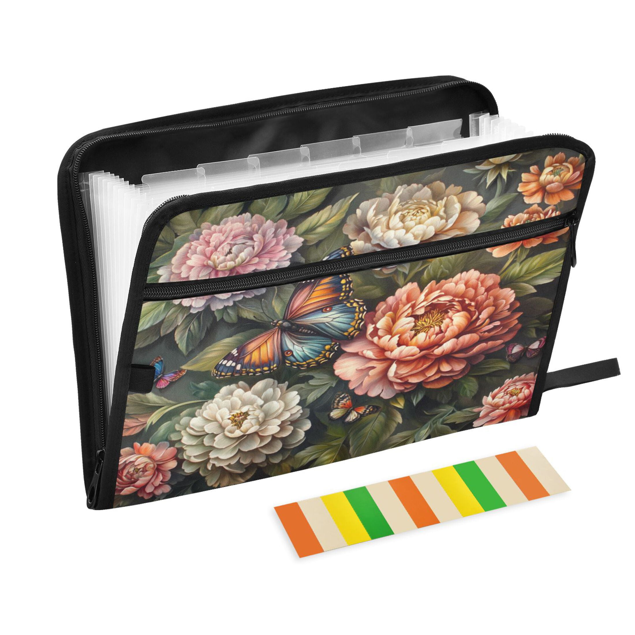 WOBOGO Peony Butterfly Painting Expanding File Folder Letter Size ...