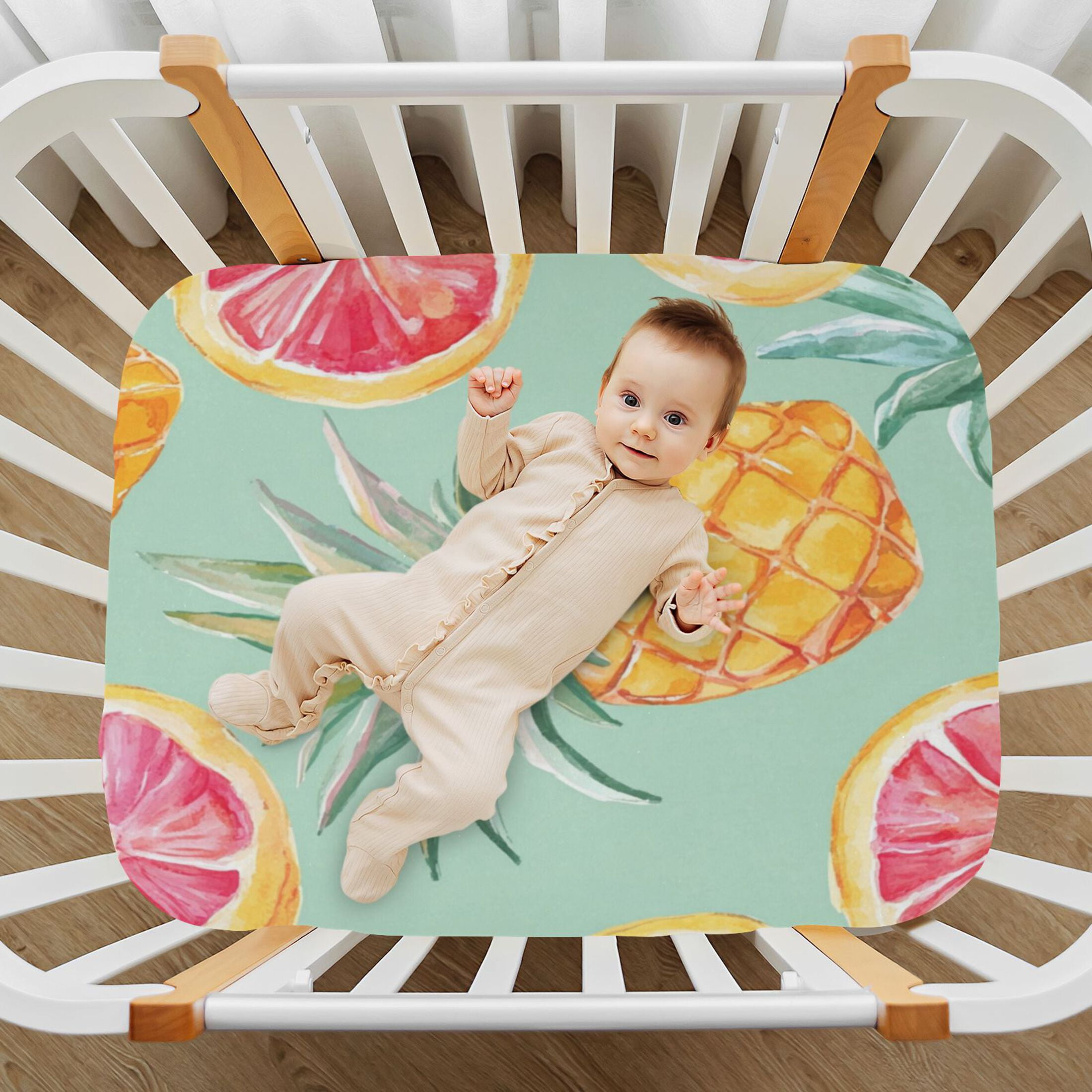 WOBOGO Pineapple Blood Orange Baby Crib Sheets Super Soft Microfiber ...