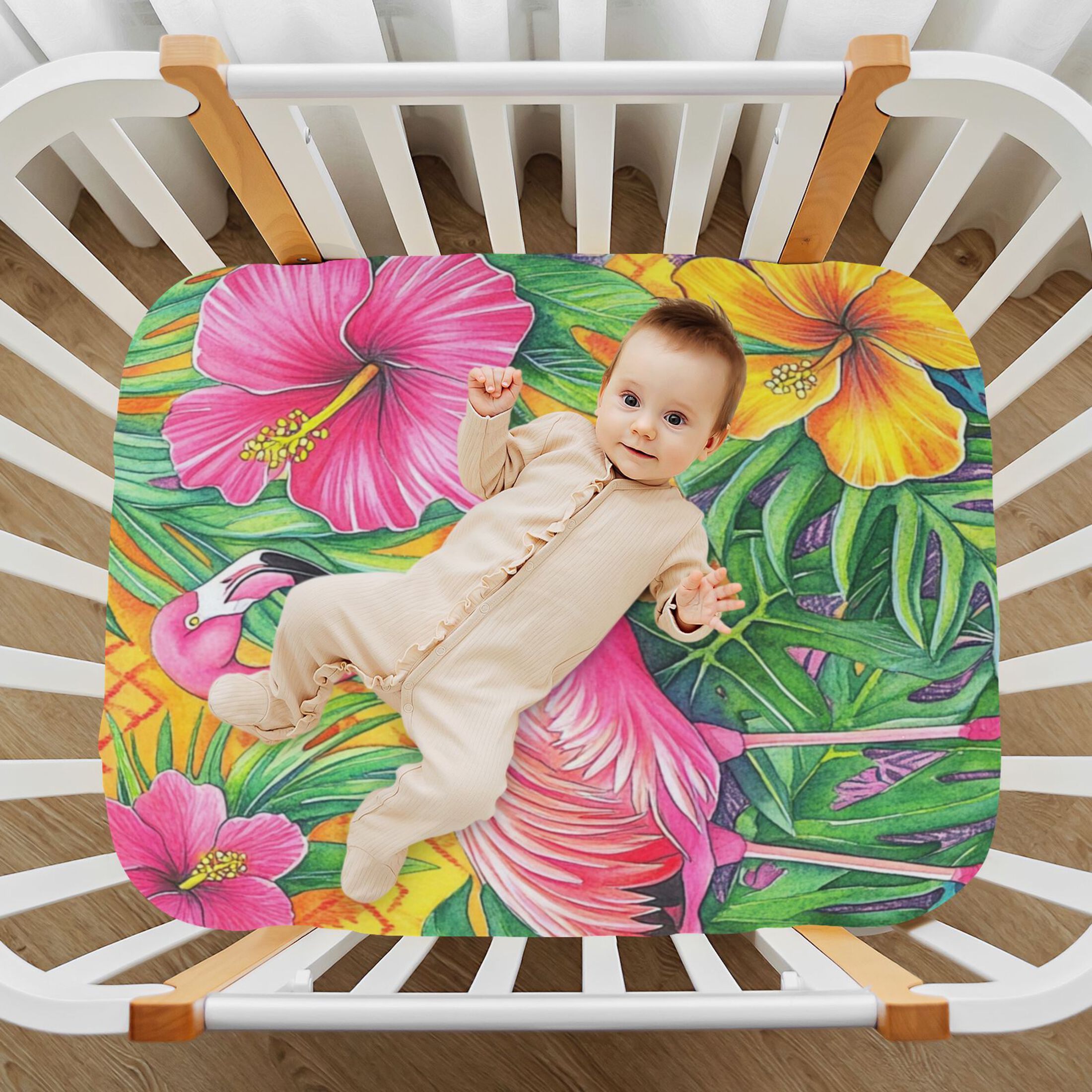 WOBOGO Pink Flamingo Baby Crib Sheets Super Soft Microfiber Playard ...