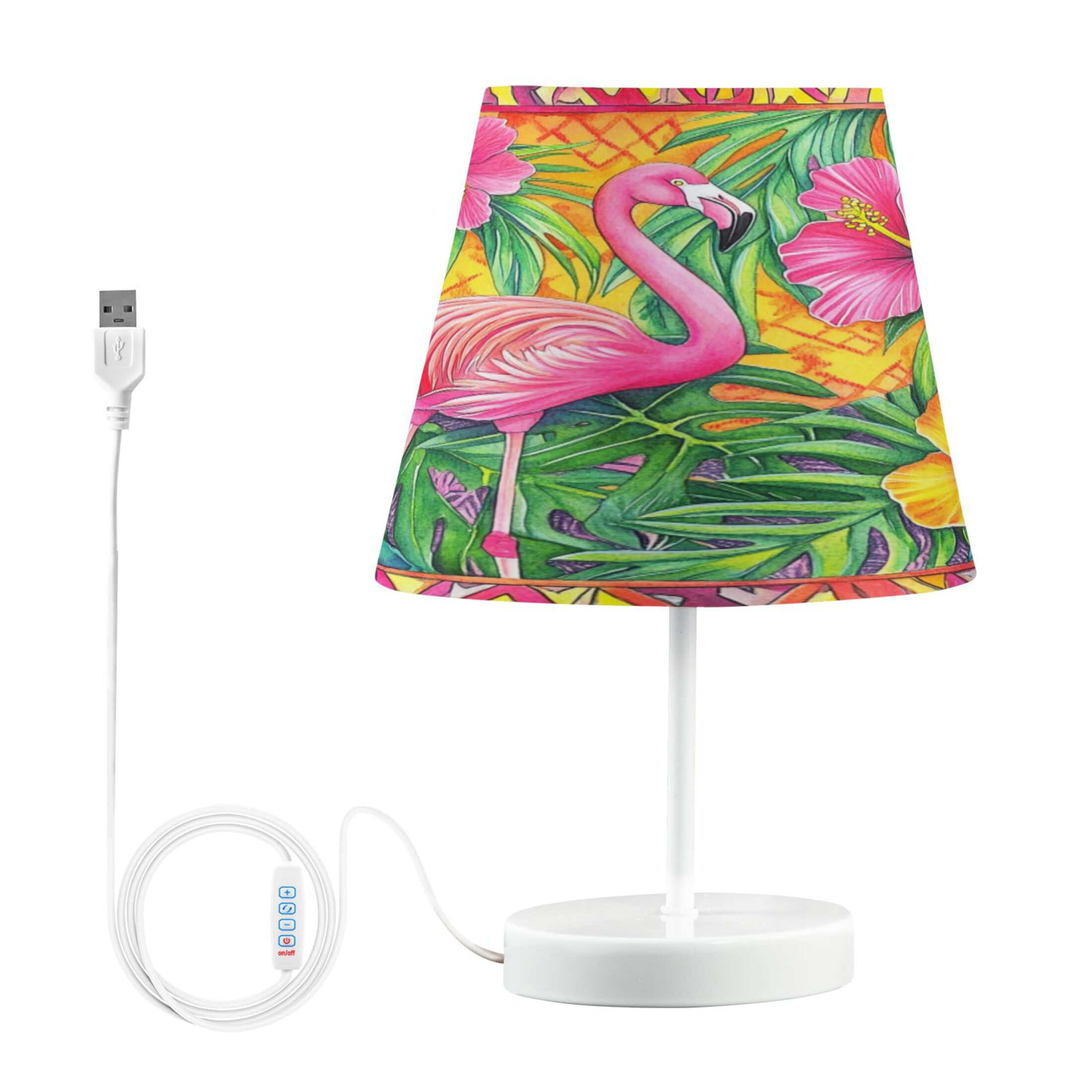 WOBOGO Pink Flamingo Table Lamps Bedroom 3-Speed Dimmable Farm Style ...