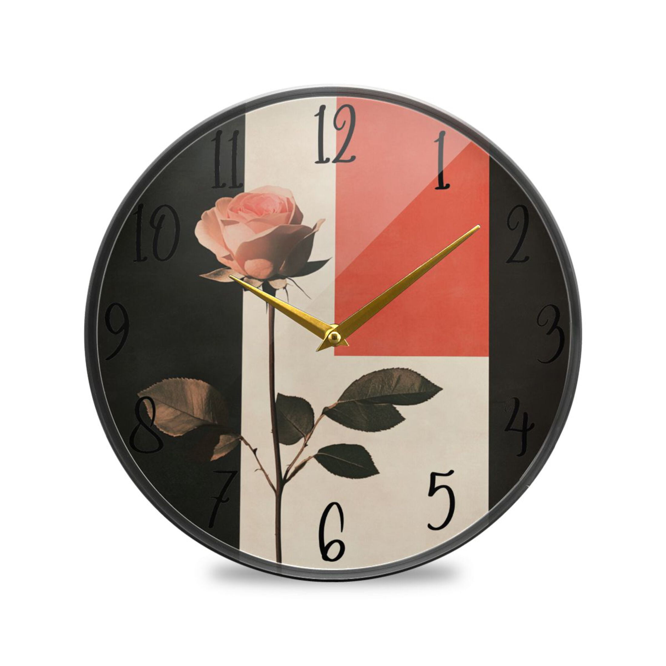 WOBOGO Pink Rose Acrylic Wall Clock Battery Operated 9.5in Silent No ...