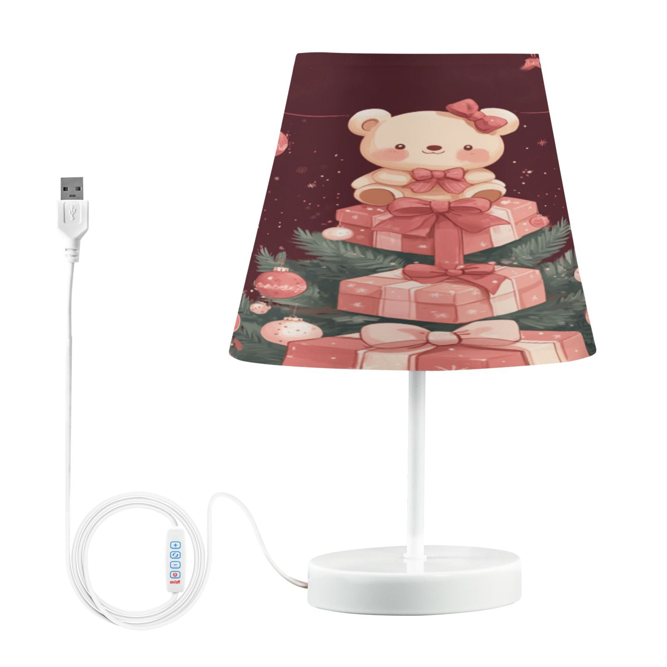 WOBOGO Pink Teddy Bear Table Lamps Bedroom 3-Speed Dimmable Farm Style ...
