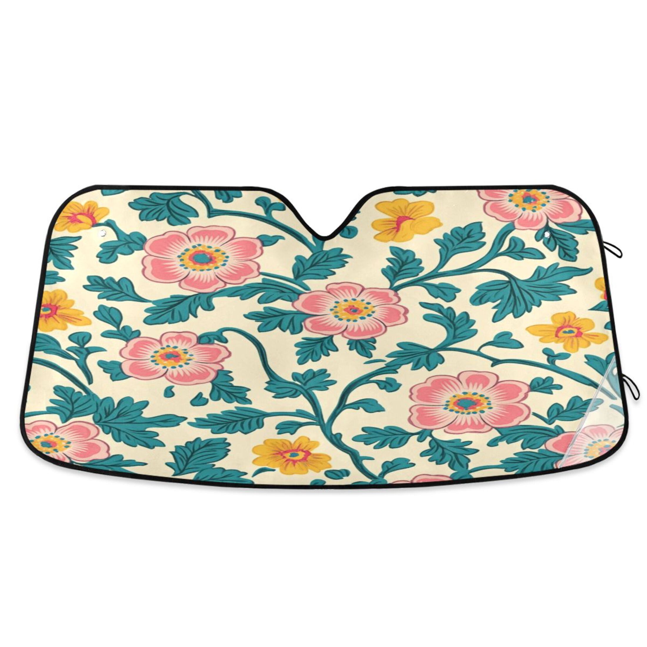 WOBOGO Pink and Turquoise Flowers Car Windshield Sunshades Autopilot ...