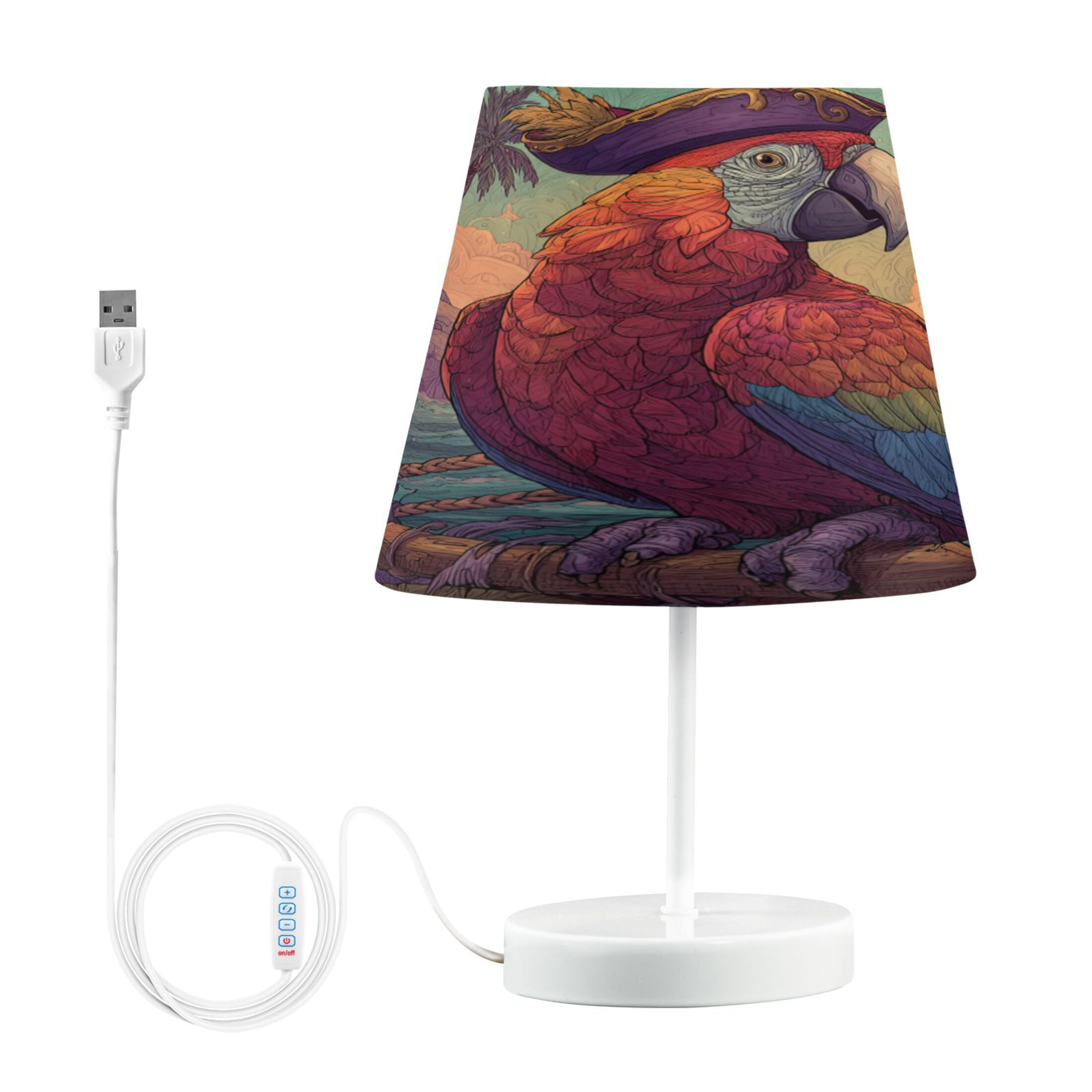 WOBOGO Pirate Parrot Table Lamps Bedroom 3-Speed Dimmable Farm Style ...