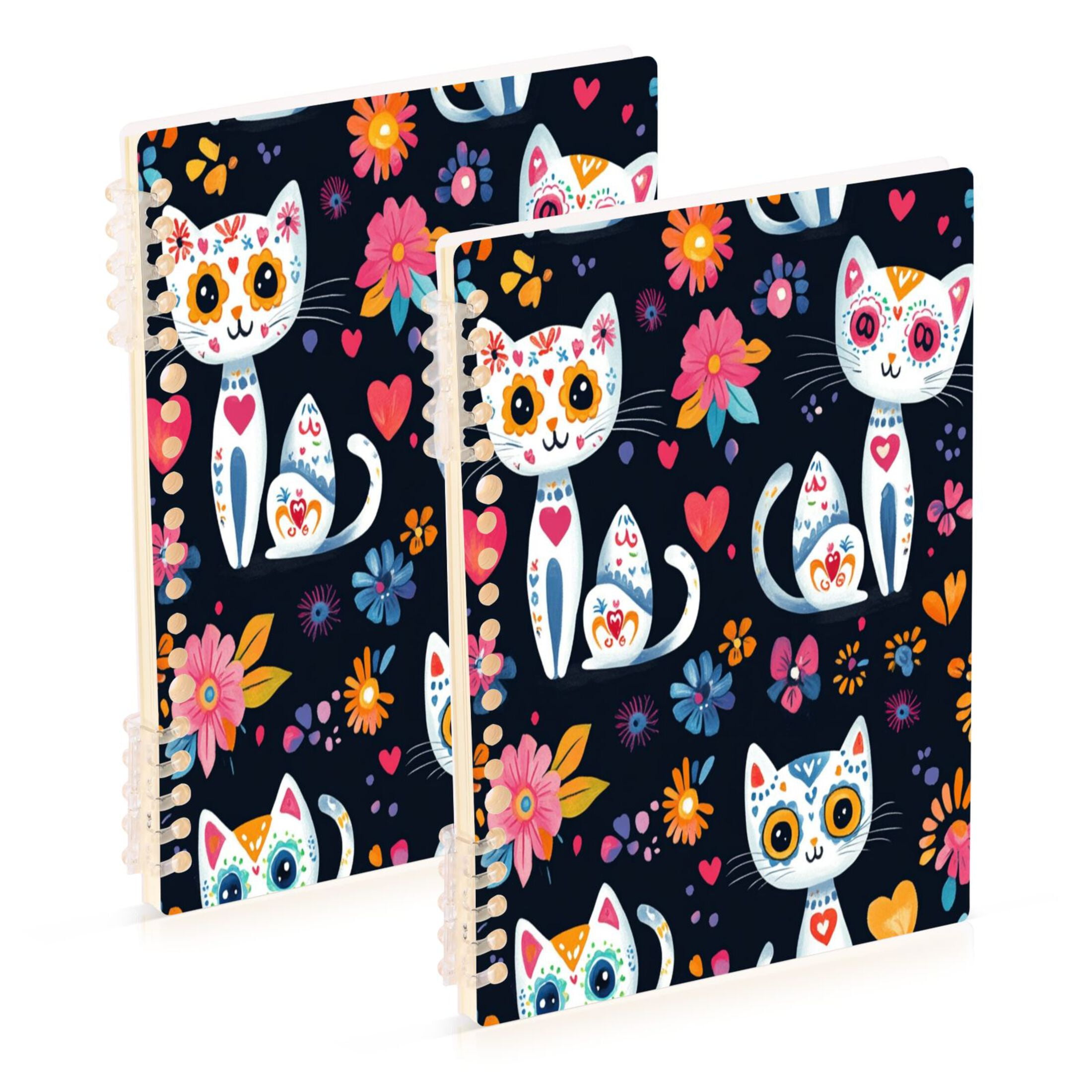 WOBOGO Playful Colorful Cat Pattern Notebook College Horizontal Grid ...