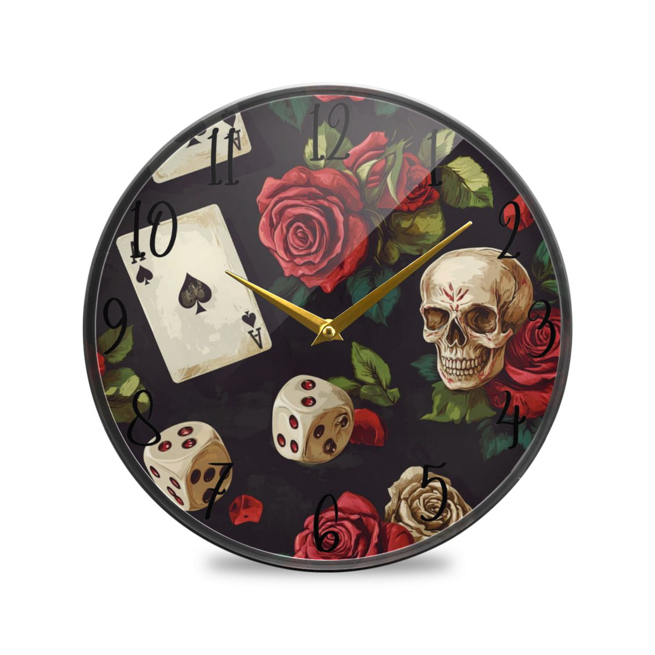 WOBOGO Poker Collides with Skulls Acrylic Wall Clock Battery Operated ...