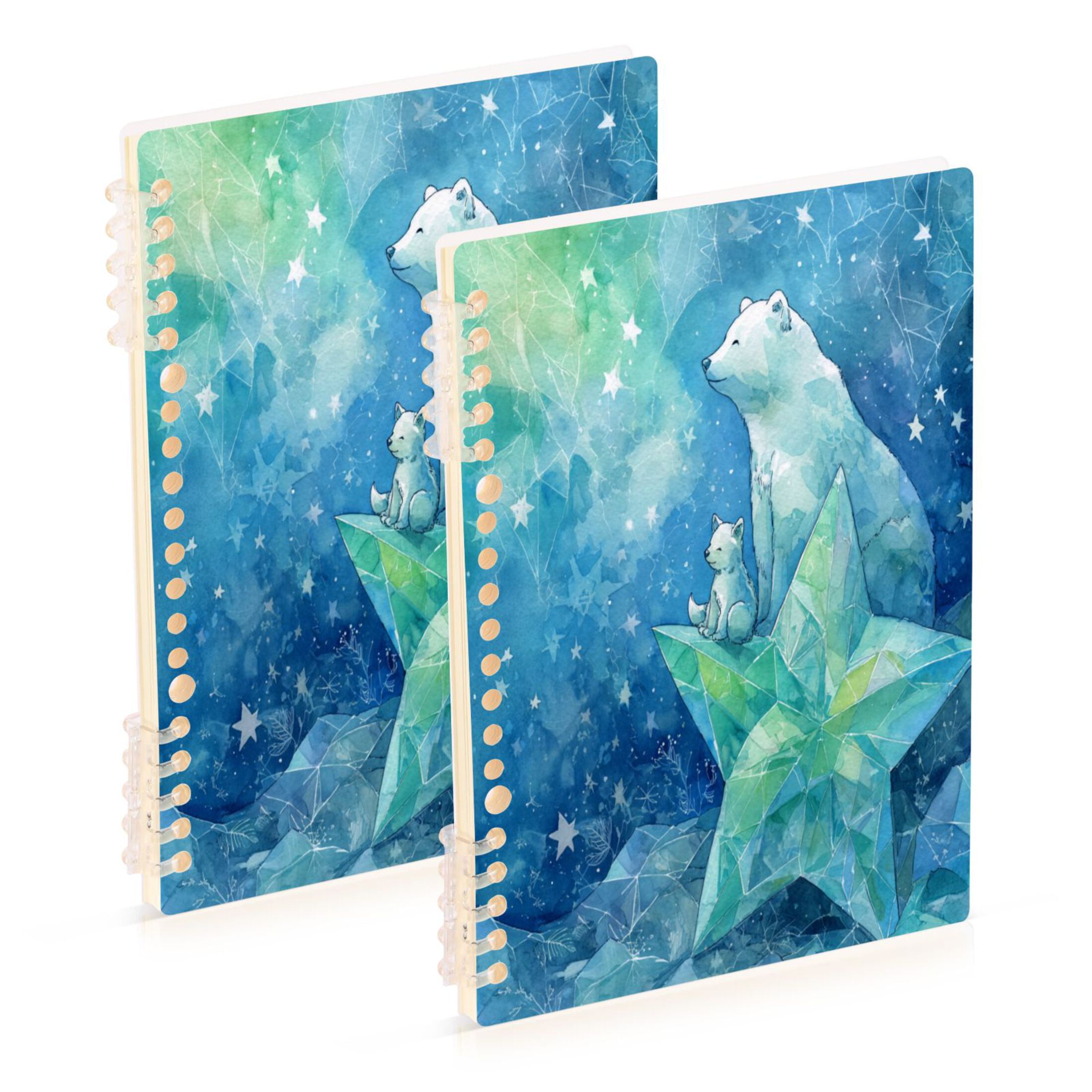 WOBOGO Polar Bear Notebook College Horizontal Grid Paper Ink Spill ...