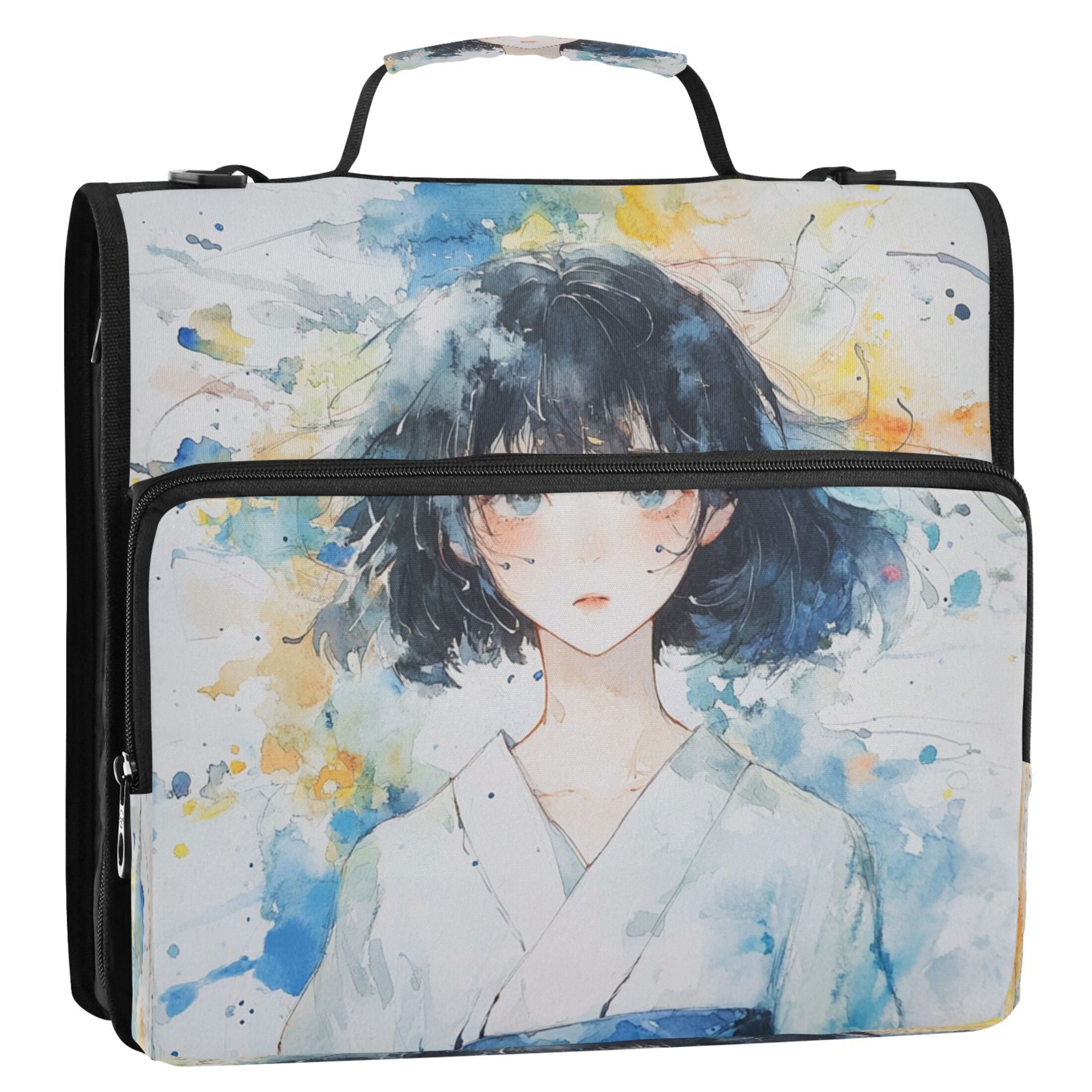 WOBOGO Pretty Watercolor Lass Ring Binder Bag 1.5in Folder Organizer ...