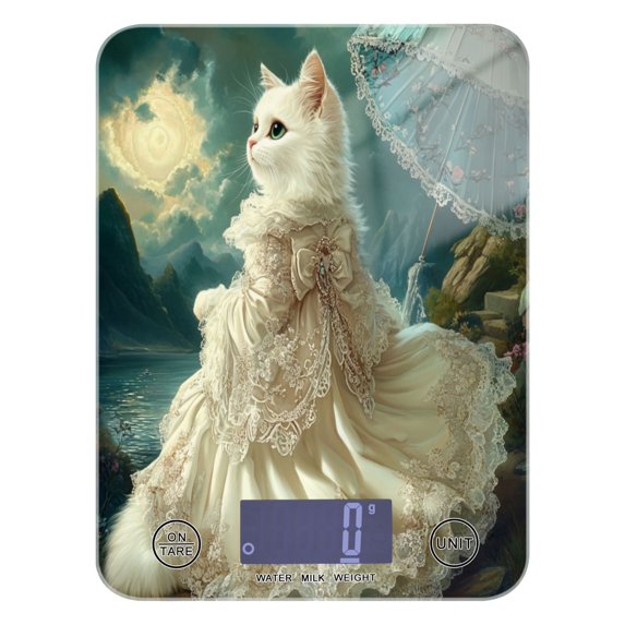 WOBOGO Princess White Cat Kitchen Scale Digital Gram and Ounce Weighing ...