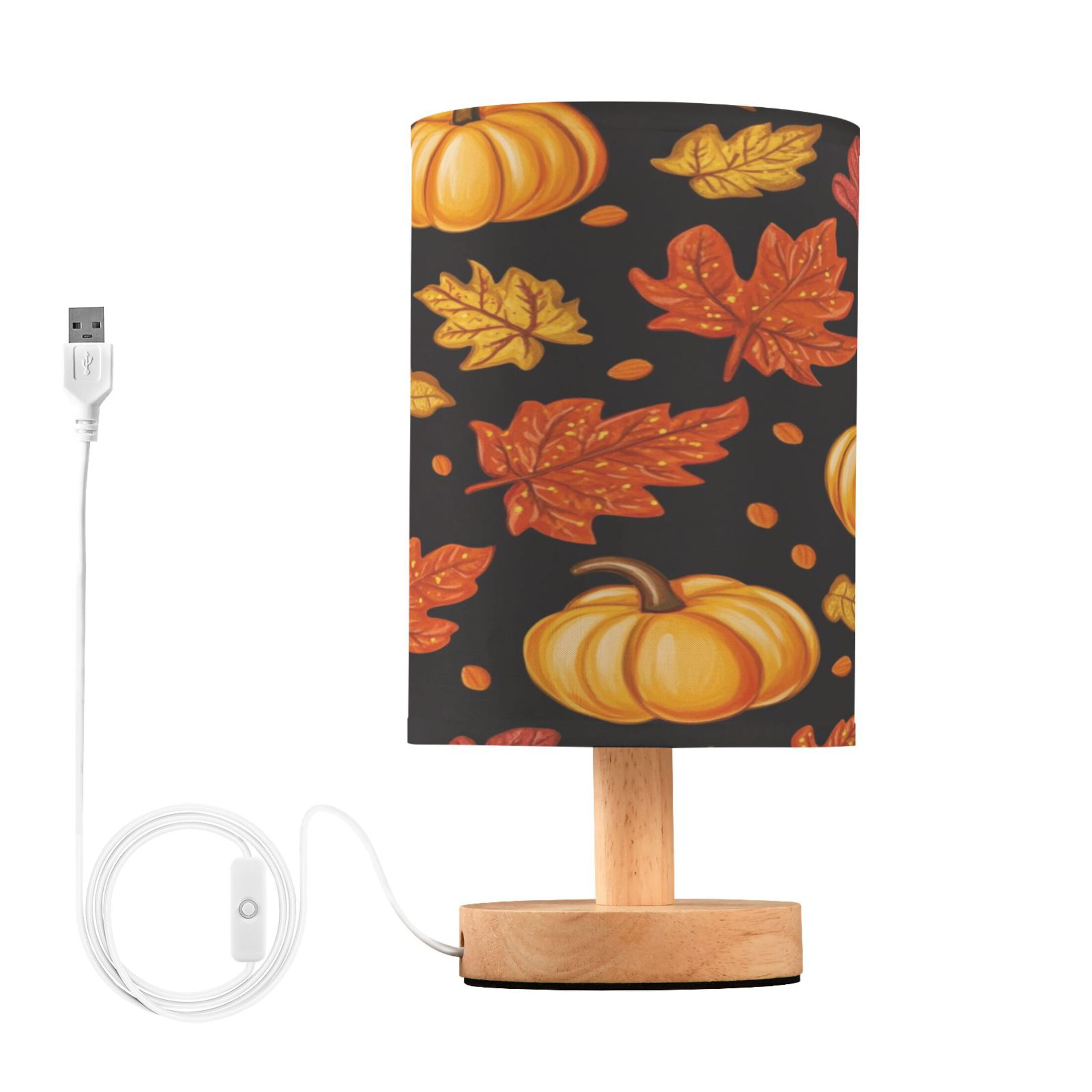 WOBOGO Pumpkin Leaf Fall Autumn Bedroom Table Lamp USB Power Connector ...