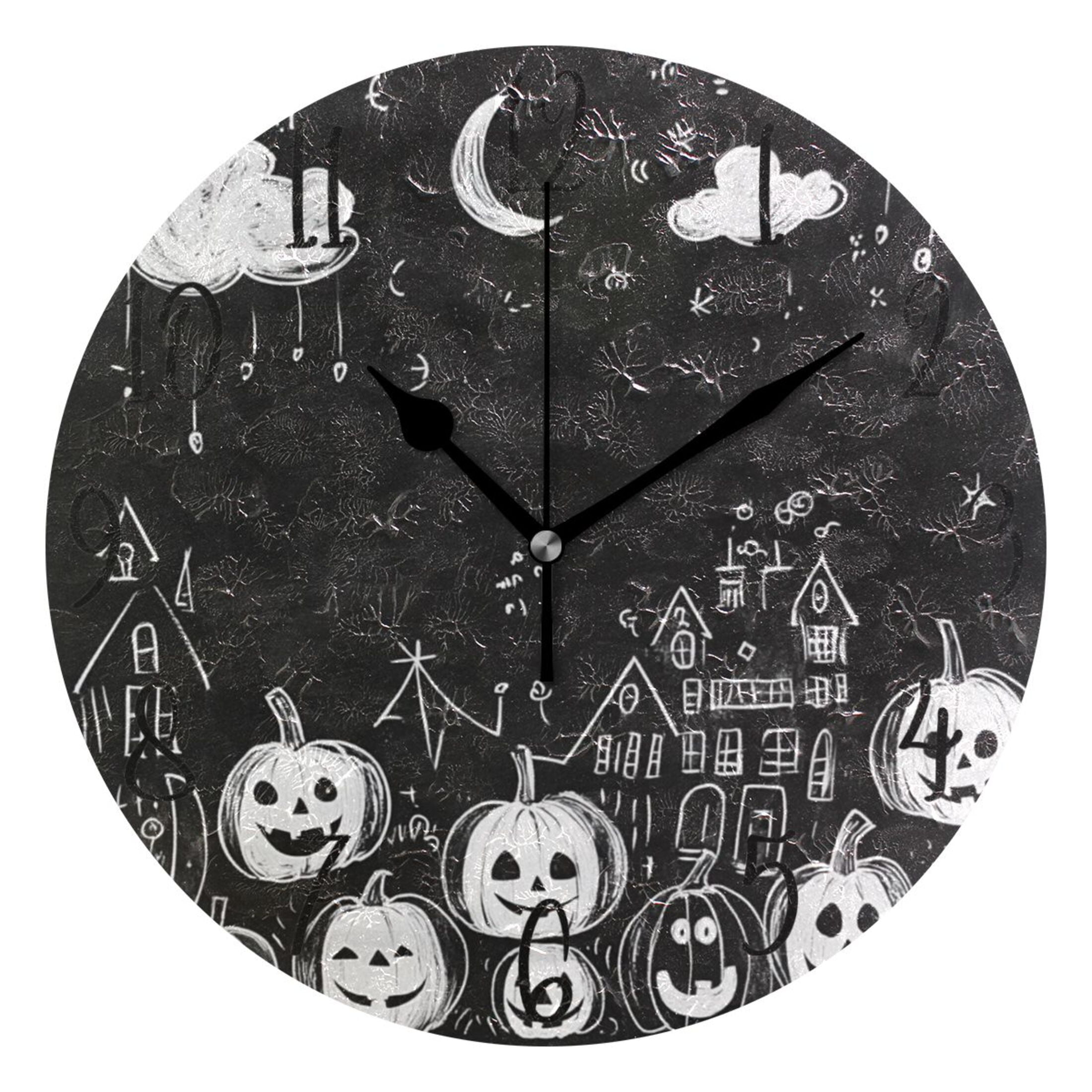 WOBOGO Pumpkins City Wall Clock 10in Silent Mechanism Battery Operated ...