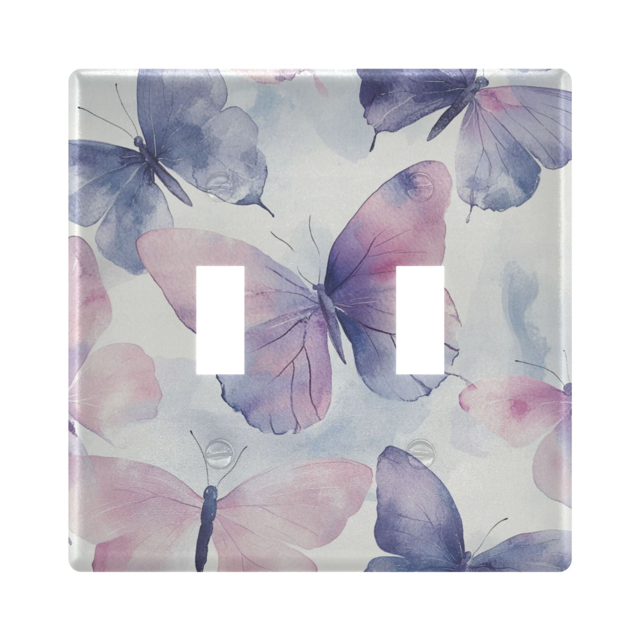 WOBOGO Purple Butterfly 2-hole Switch Plates PC Flame Retardant Plastic ...