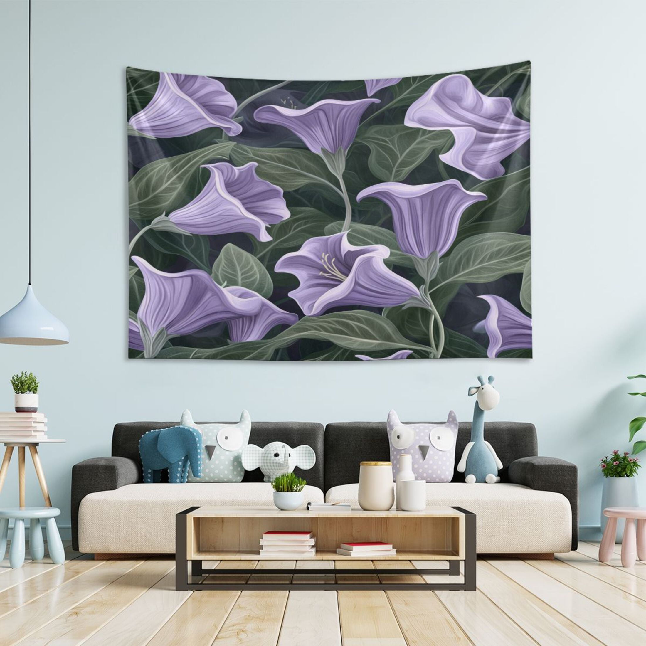 WOBOGO Purple Datura Stramonium Tapestry 90×60in Home Living Room ...
