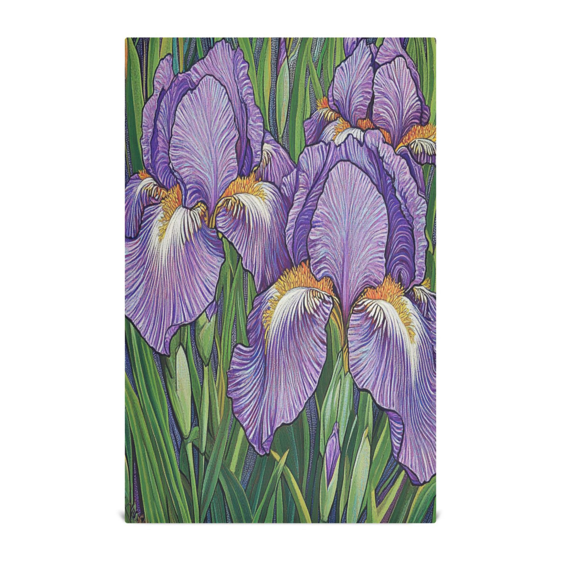 WOBOGO Purple Iris Kitchen Towel 6 Piece Large Cotton Dishcloth Premium Absorbency Set with ...