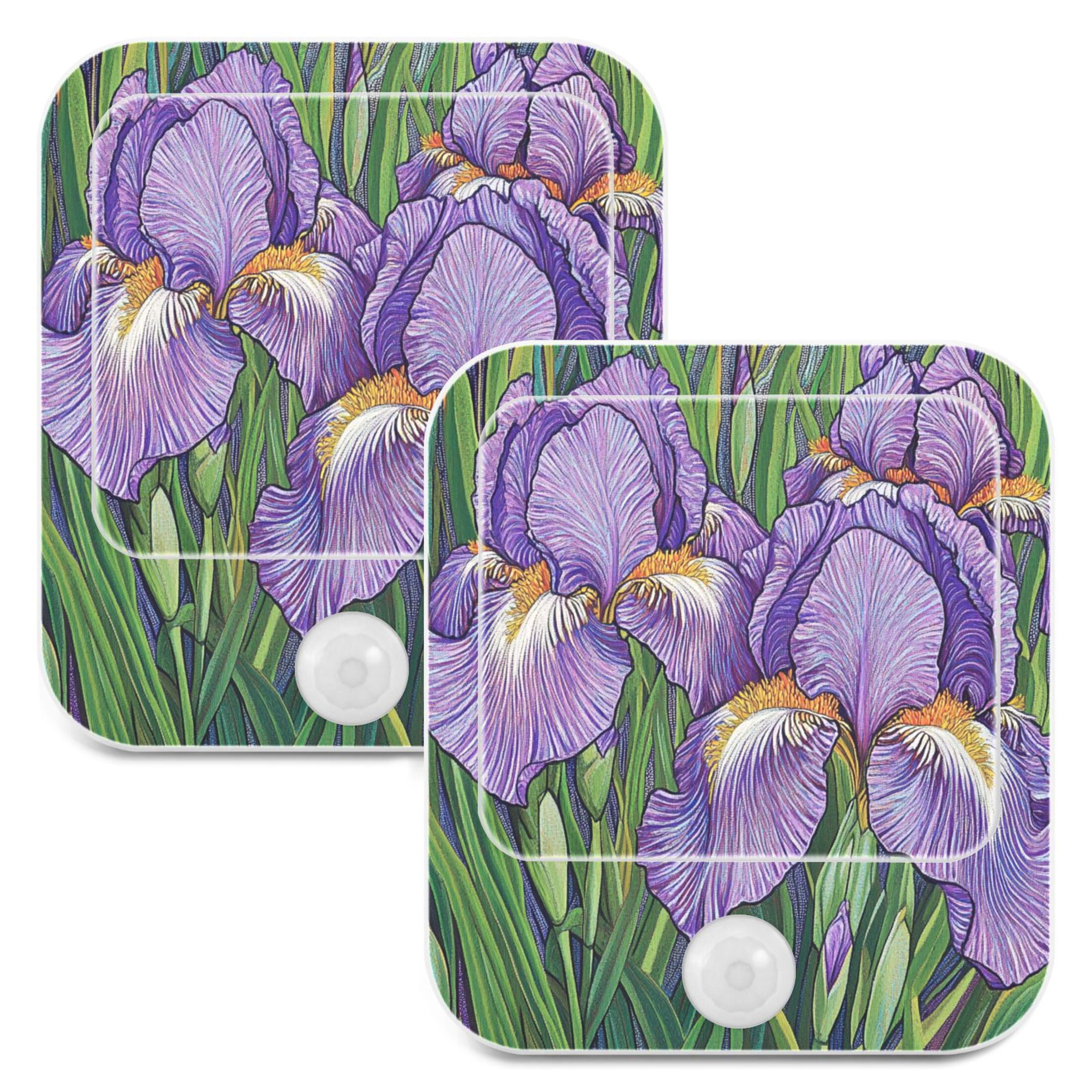 WOBOGO Purple Iris Night Light Lamp with Smart Sensor Dusk to Dawn ...
