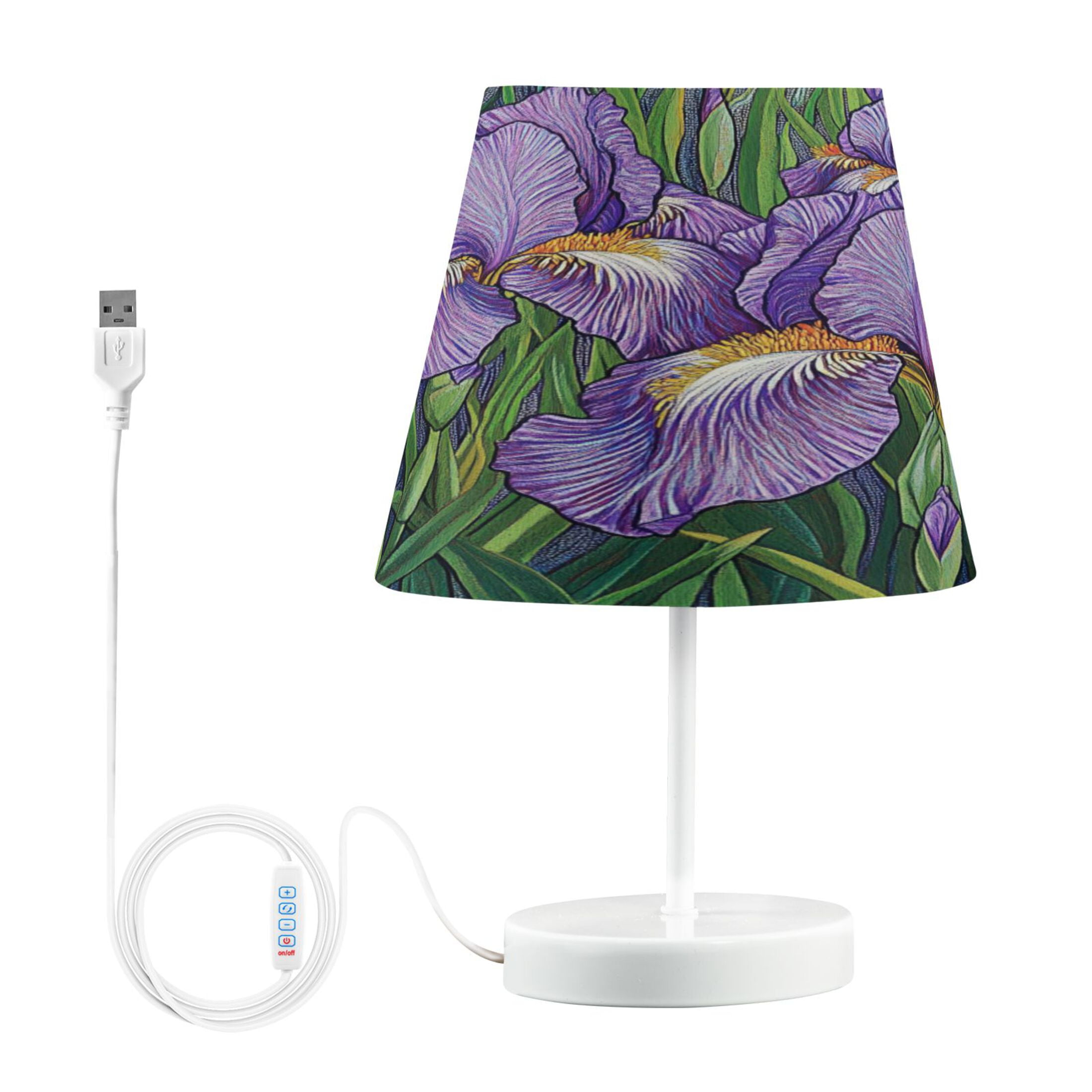 WOBOGO Purple Iris Table Lamps Bedroom 3-Speed Dimmable Farm Style with ...