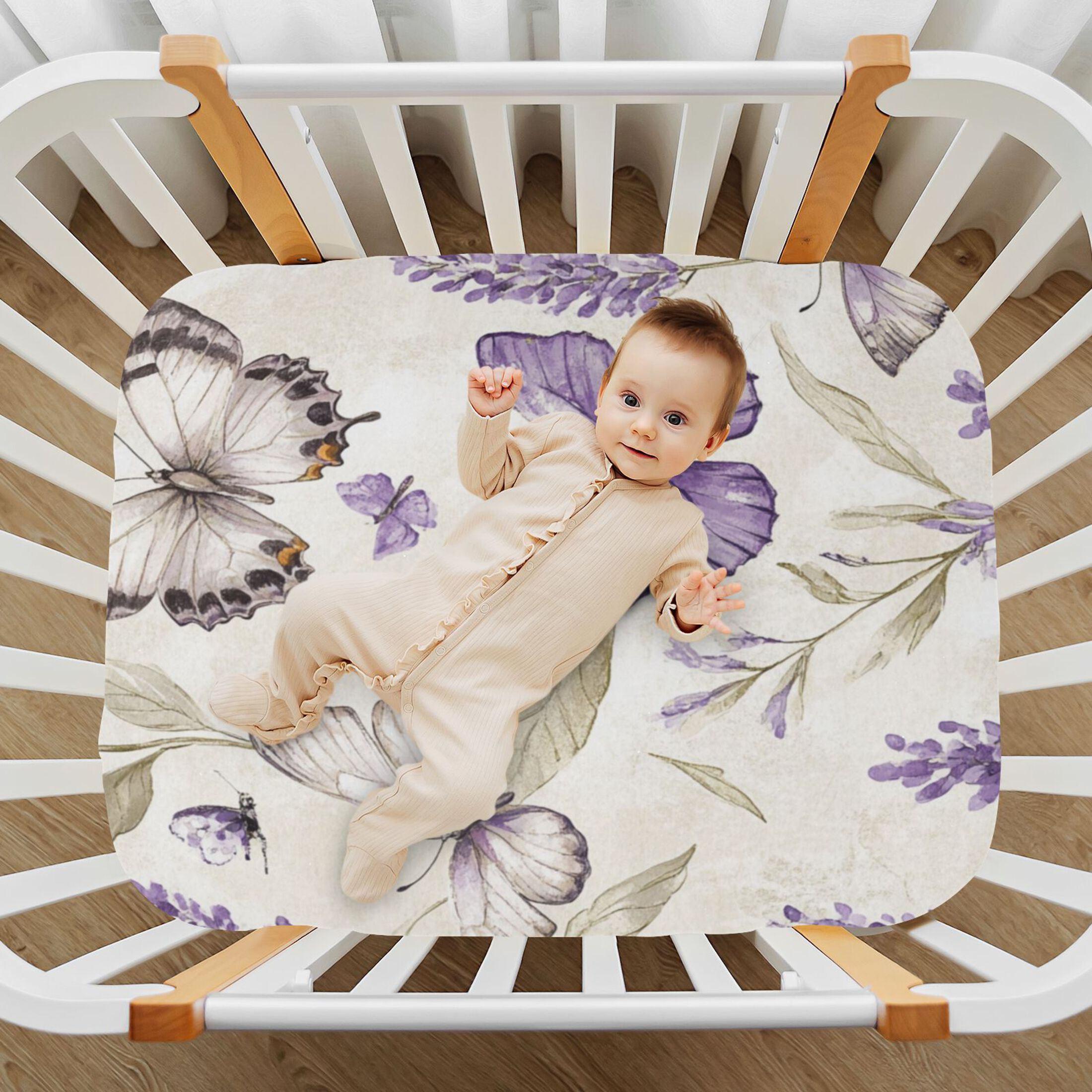 WOBOGO Purple Lavender and Butterfly Baby Crib Sheets Super Soft ...